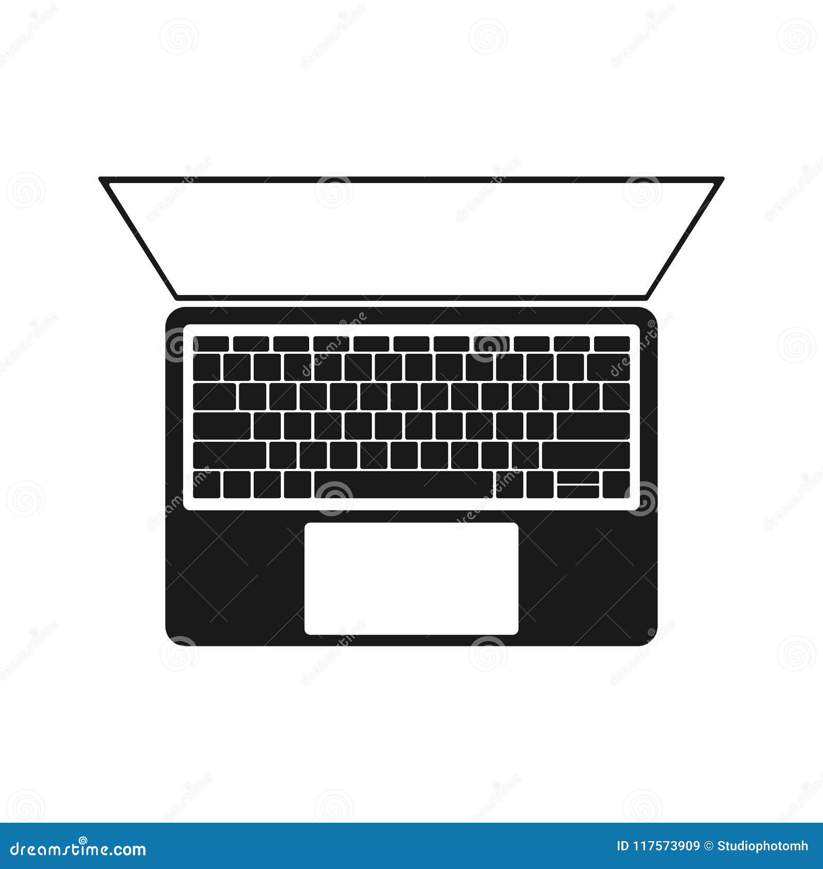 Top View. Personal Computer Laptop Isolated Flat Icon Stock Vector ...