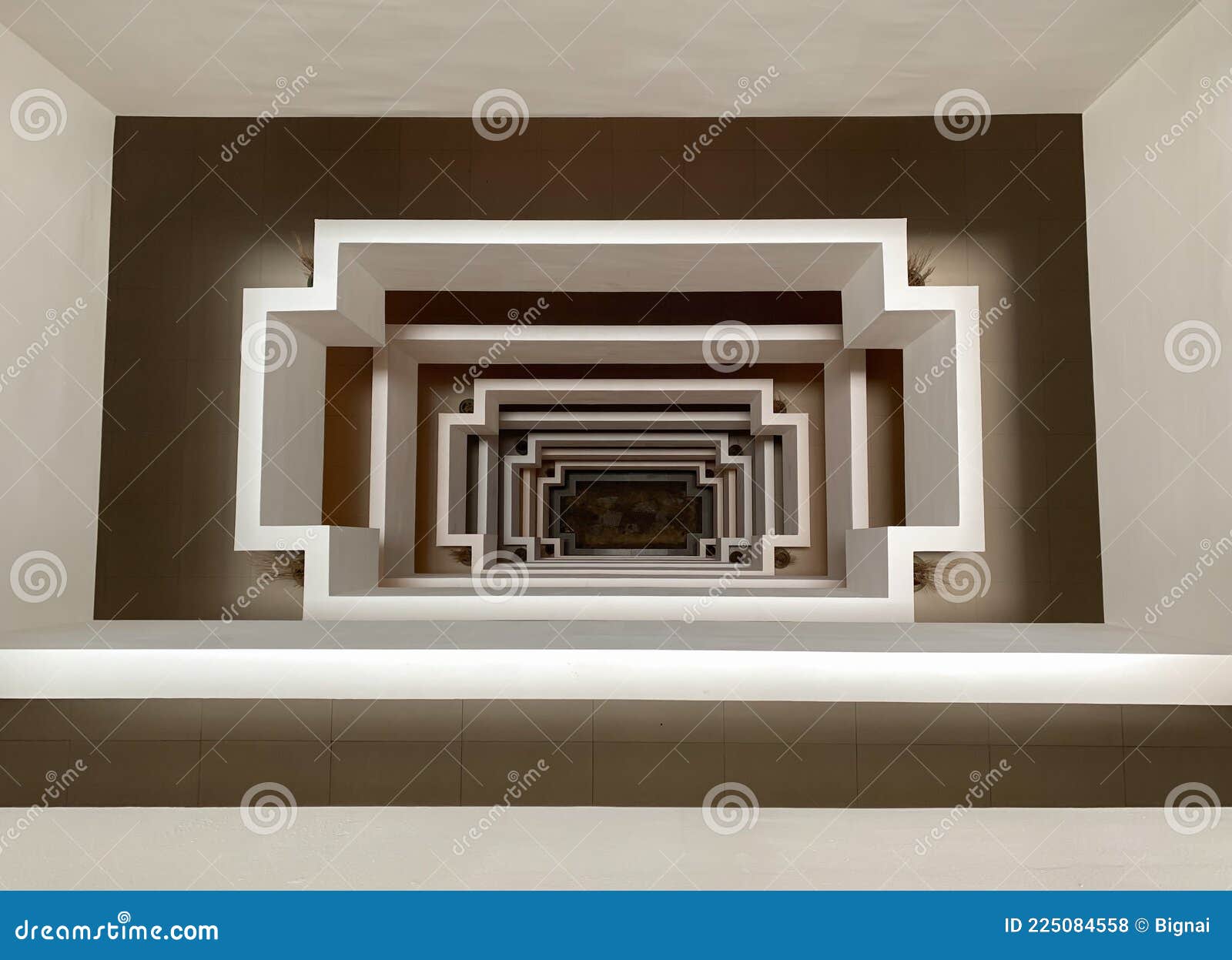 Top View Perspective of Concrete Square Shape of Staircase To the ...