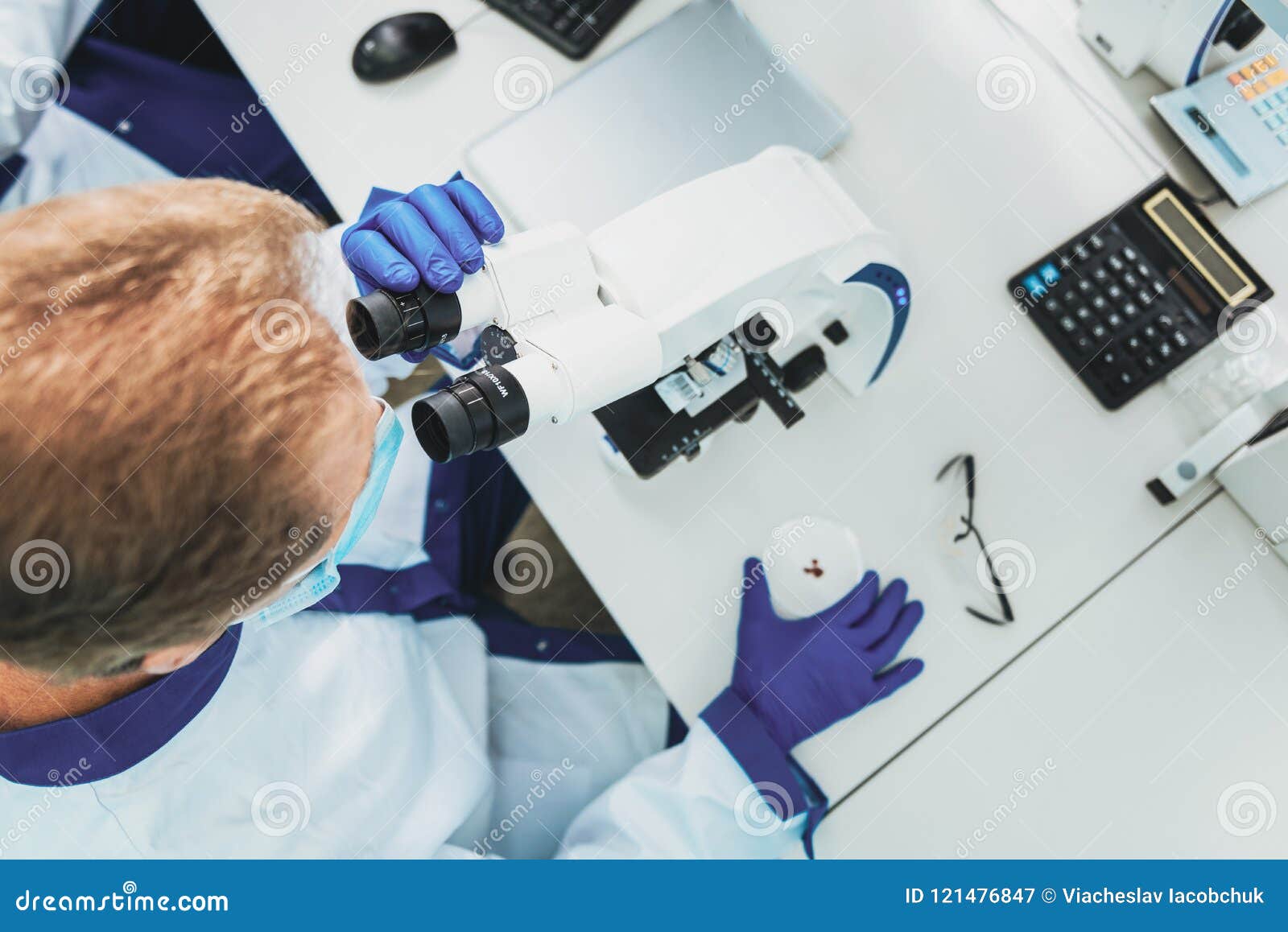 Top View Photo of Competent Practitioner that Doing Experiment Stock ...