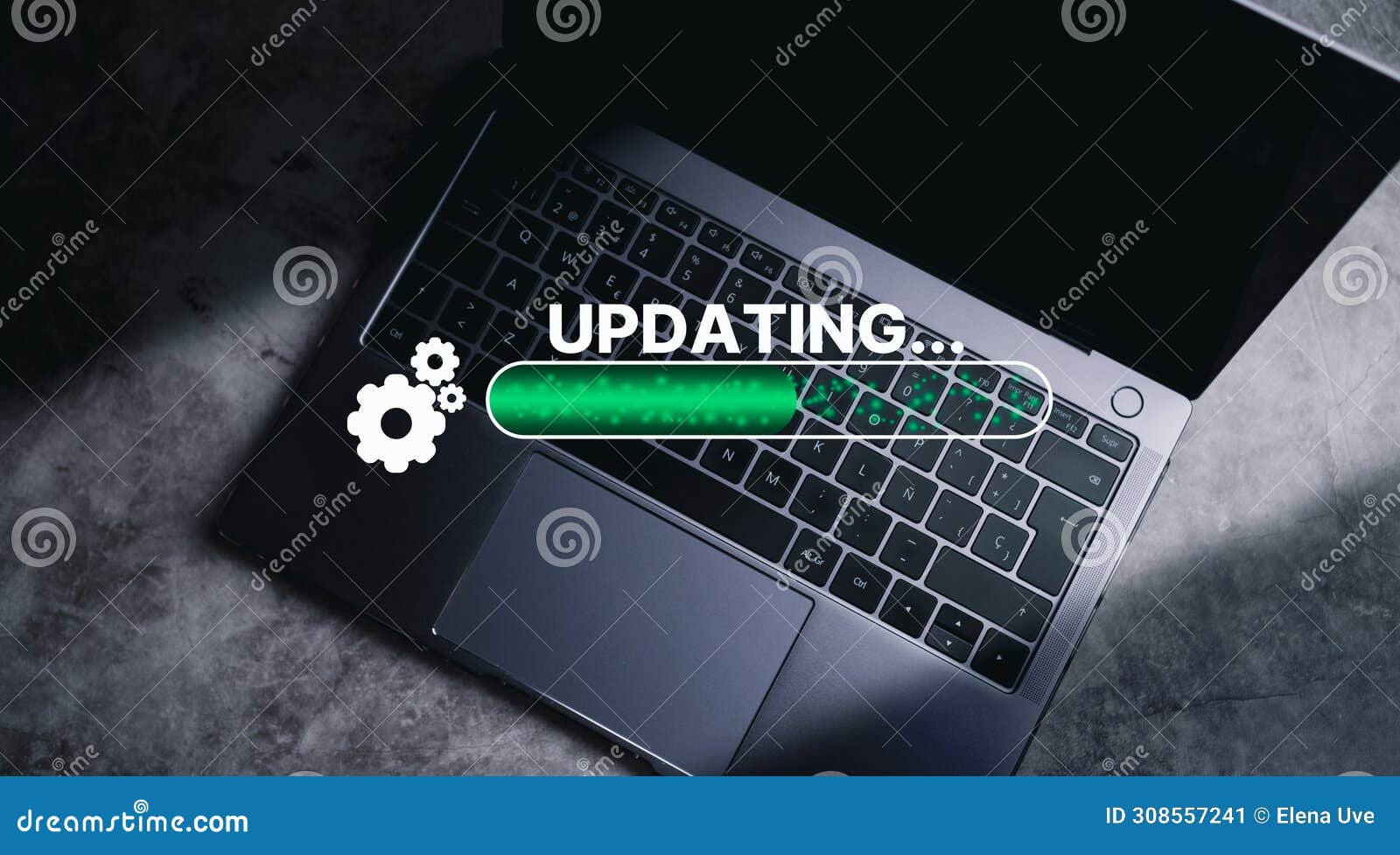 Top View Photo of Laptop with Update Concept. Stock Illustration ...