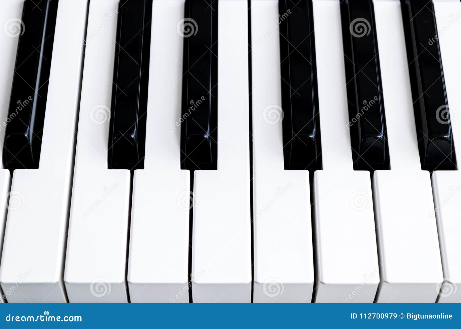 Top View of Piano Keys. Close-up of Piano Keys. Close Frontal View ...