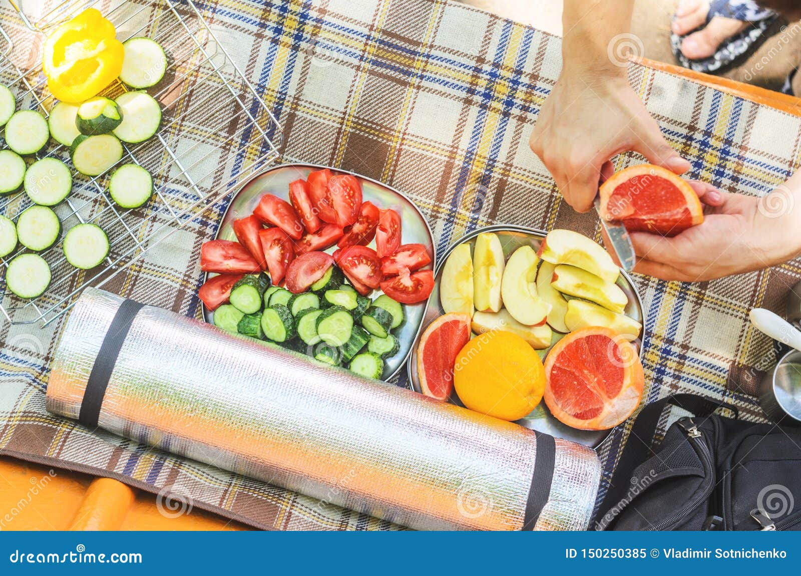 Top View Picnic Table Cooking Process Stock Image - Image of food ...