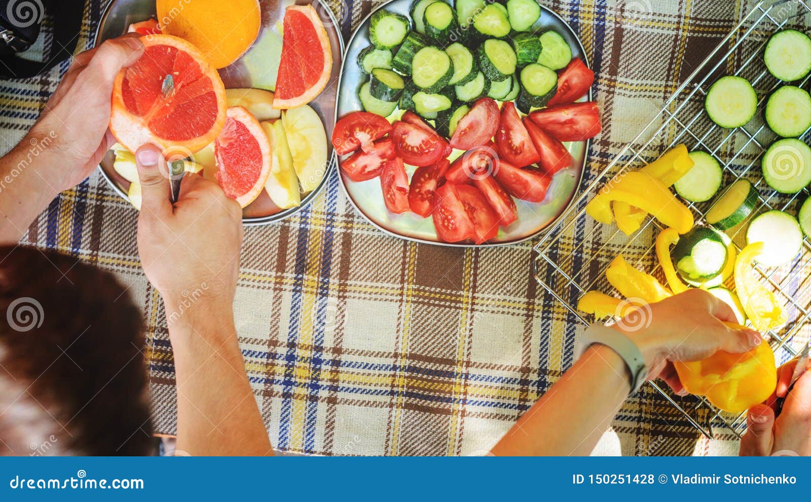 Top View Picnic Table Cooking Process Stock Photo - Image of picnic ...