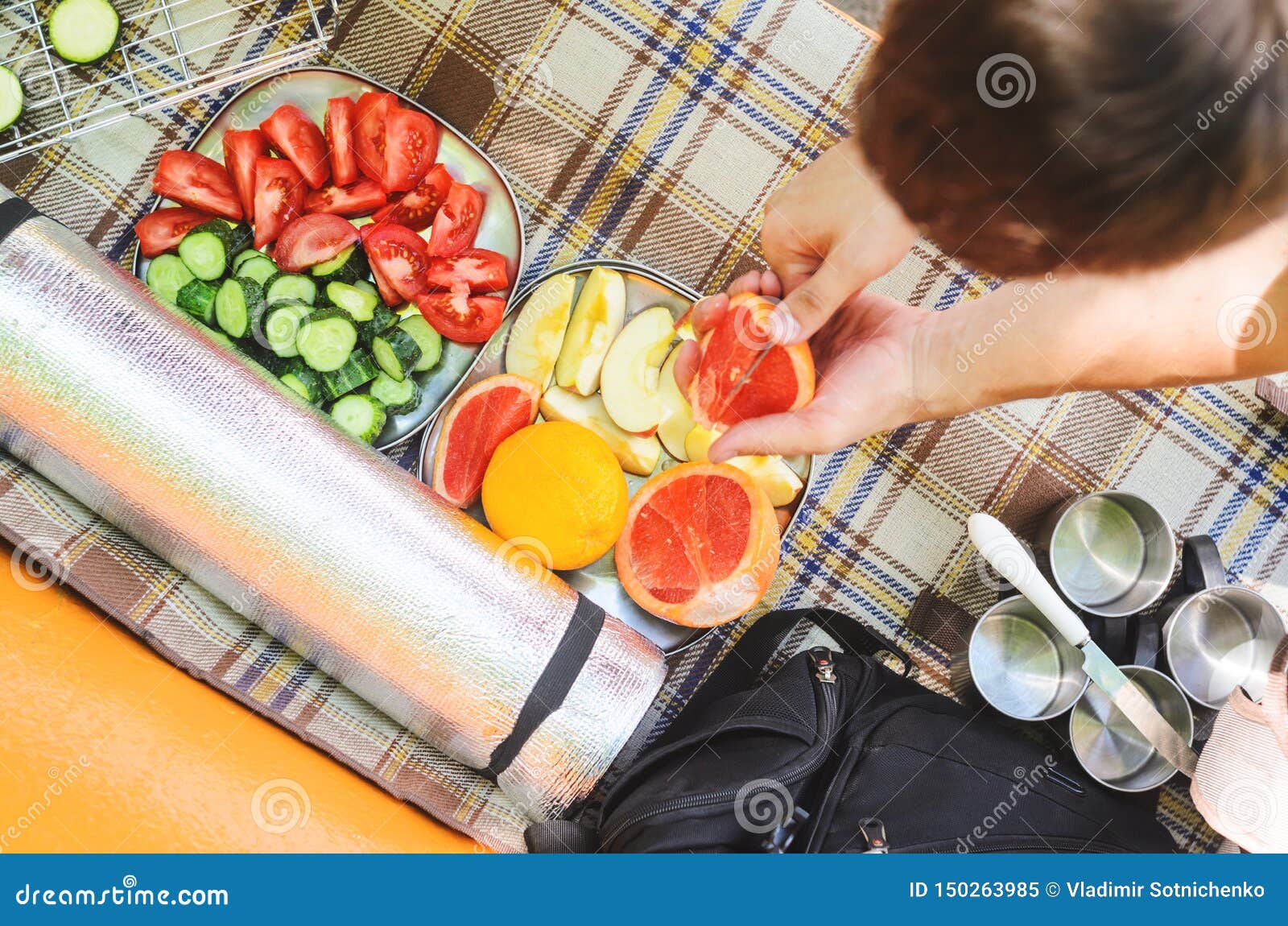 Top View Picnic Table Cooking Process Stock Image - Image of nutrition ...