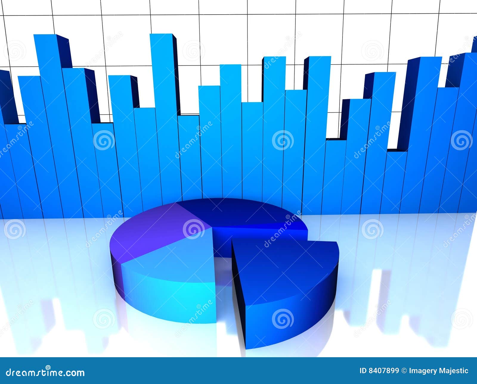 Top View of Pie Chart with Bar Graph Stock Illustration - Illustration ...