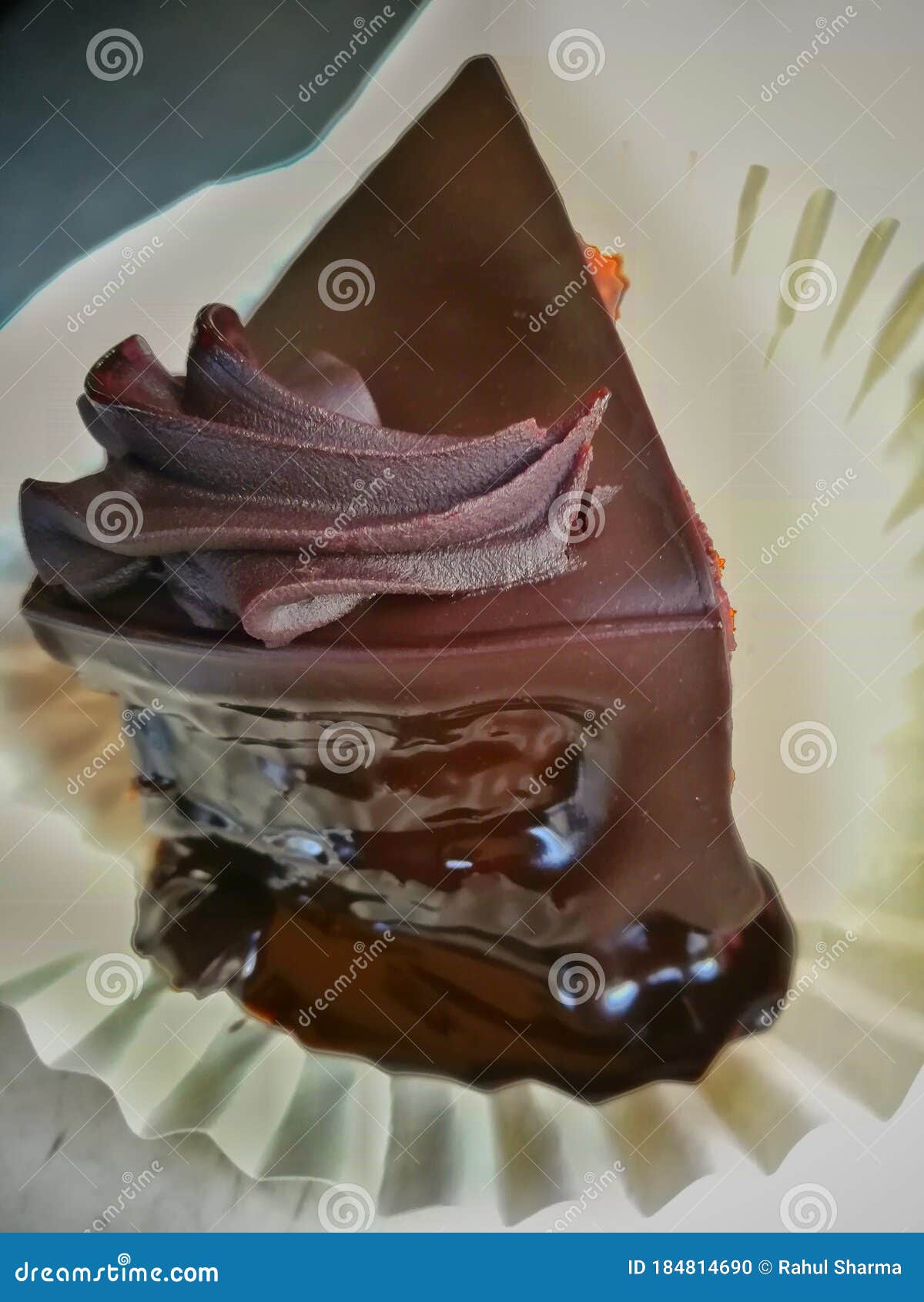 Top View of Piece of Chocolate Cake Stock Photo - Image of cupcake ...