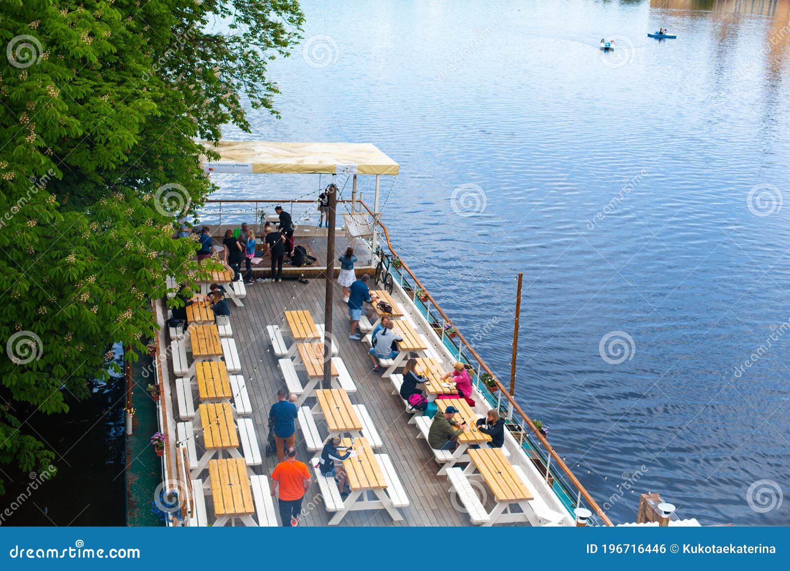 Top View of the Pier with Rows of Tables for Waiting and Resting ...