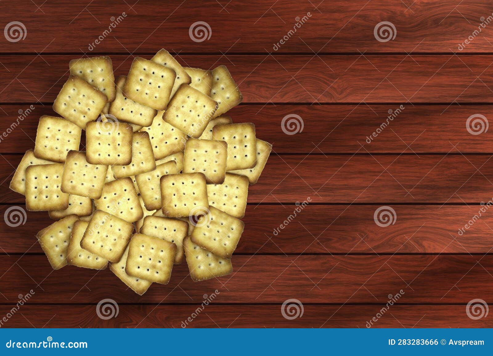 Top View of Pile of Crispy Biscuit Crackers on Wooden Background Stock ...