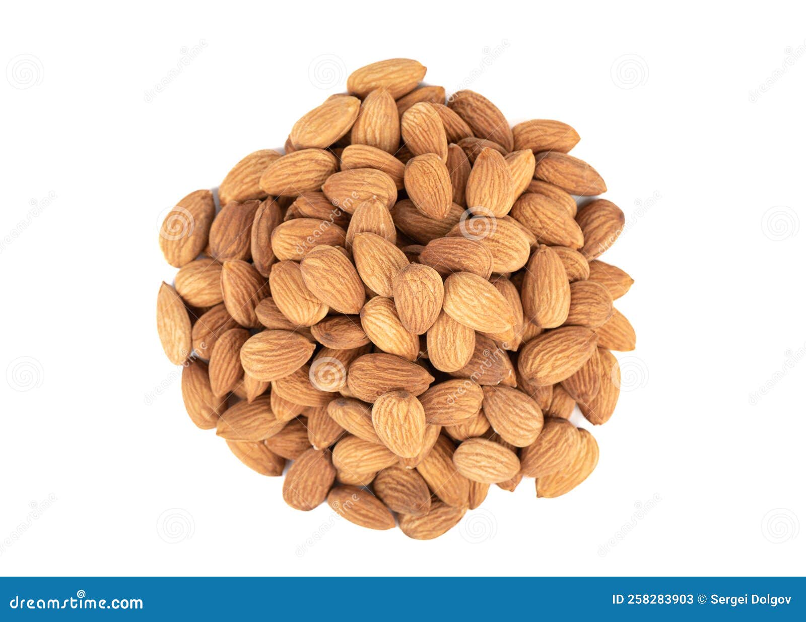 Top View of a Pile of Grains of Almond Nuts on a White Background ...