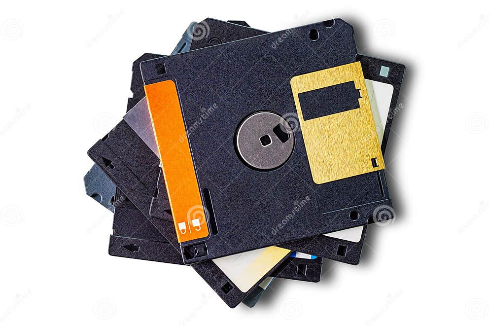 Top View Pile of Old Storage Technology Diskette for Old Compute Stock ...