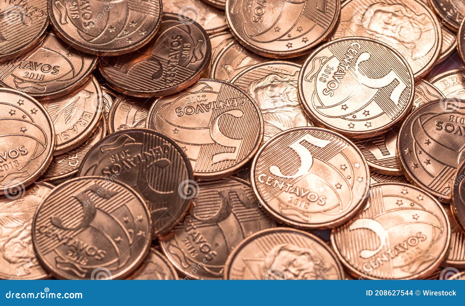 Top View of a Pile of Shiny Brazilian Coins Stock Photo - Image of ...