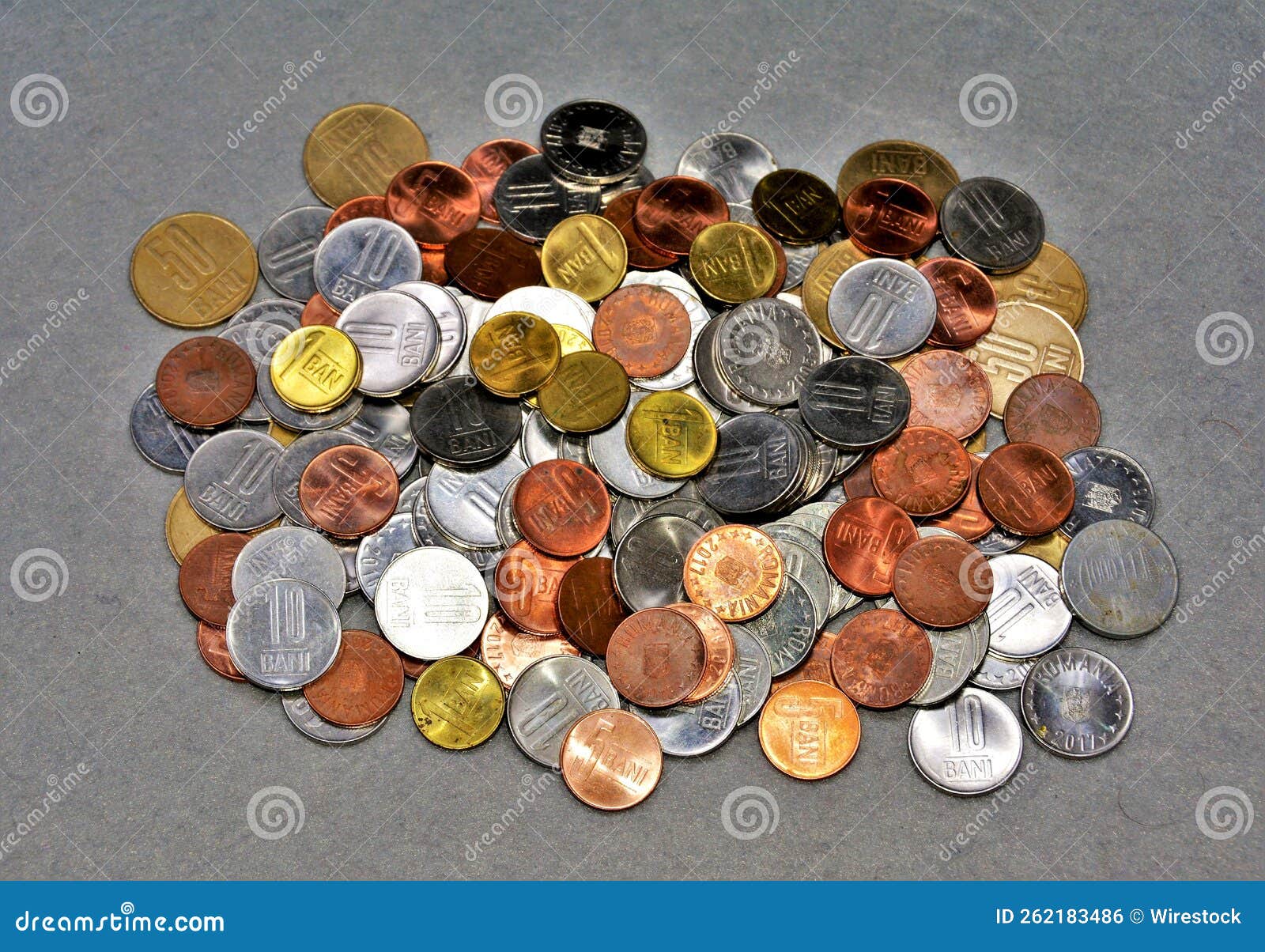 Top-view of a Pile of Silver and Gold Romanian Coins Stock Photo ...