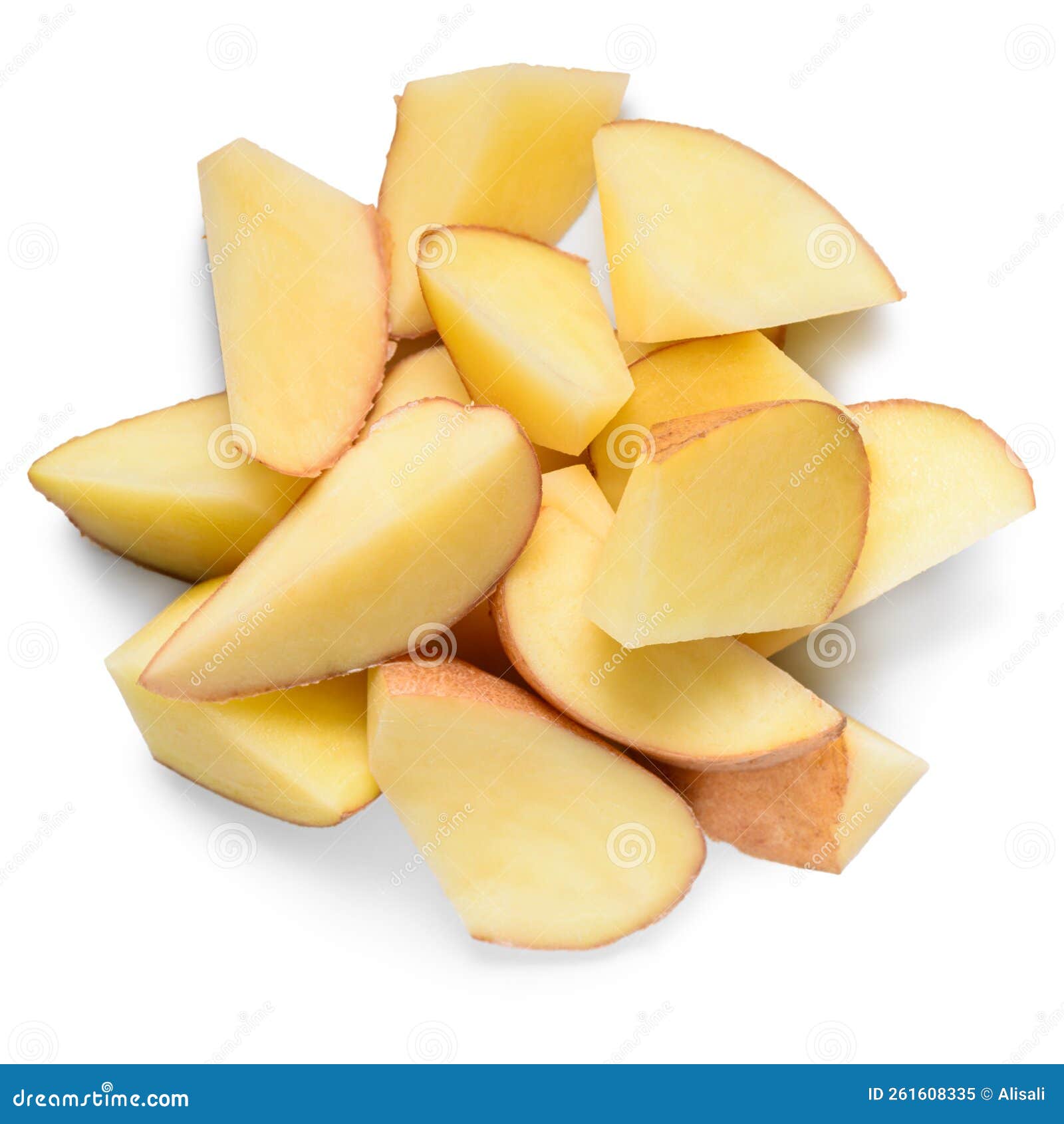 Top View of Pile Vegetable of Potato Cutted Isolated on White Stock ...