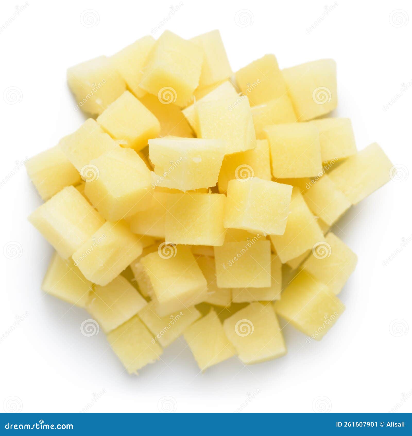 Diced Ham Isolated On White Background, Chopped Boiled Sausage Royalty ...