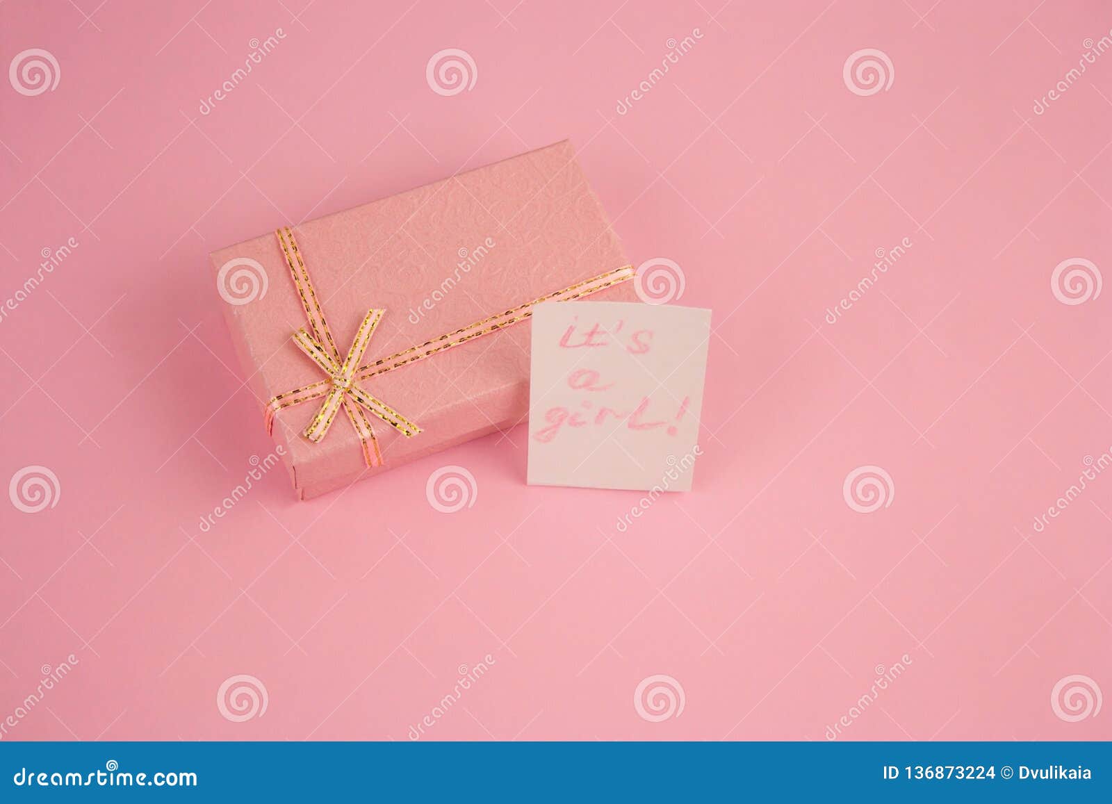 Pink Box on Pink Background and Note Stock Photo - Image of minimal ...
