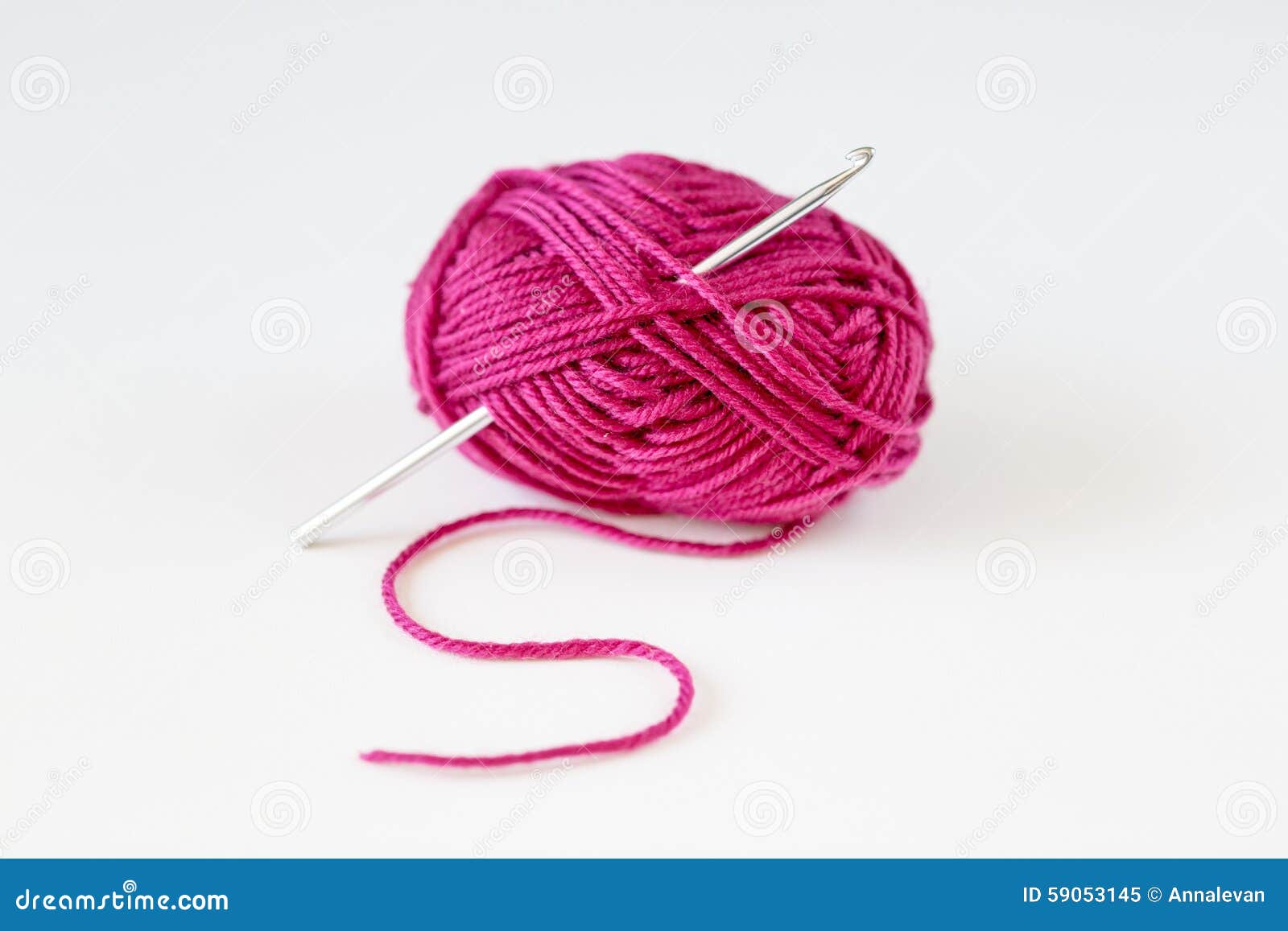 Top View of Pink Yarn Ball with Woolen Thread on White Background Stock ...