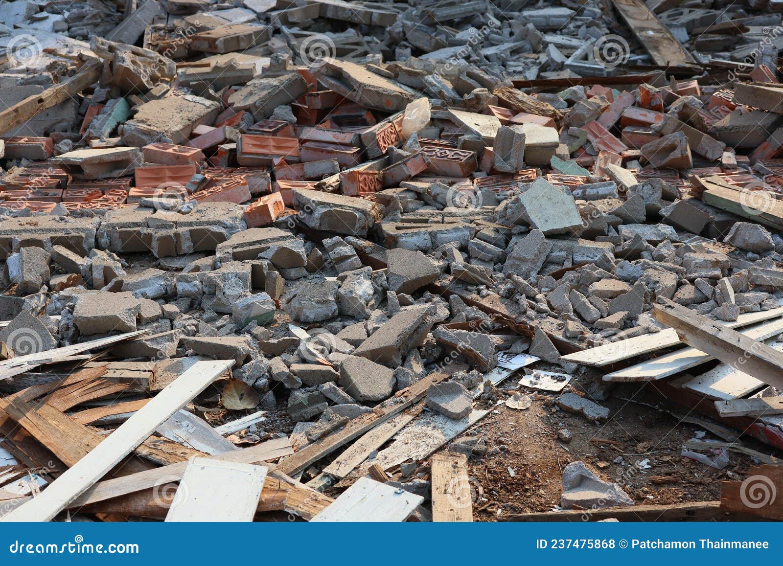 Top View of Plank and Brick Ruins, Demolition Concept Stock Photo ...