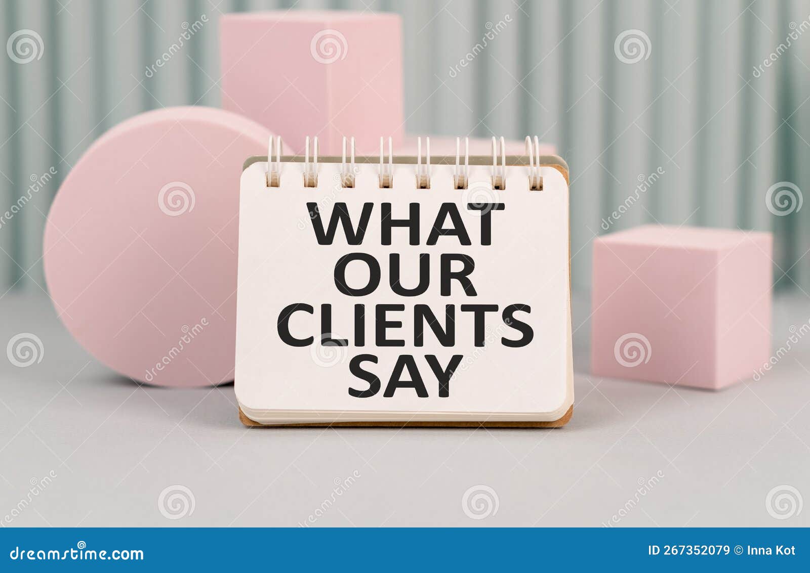 Top View of Plant Writing What Our Clients Say on Notebook on Blue ...