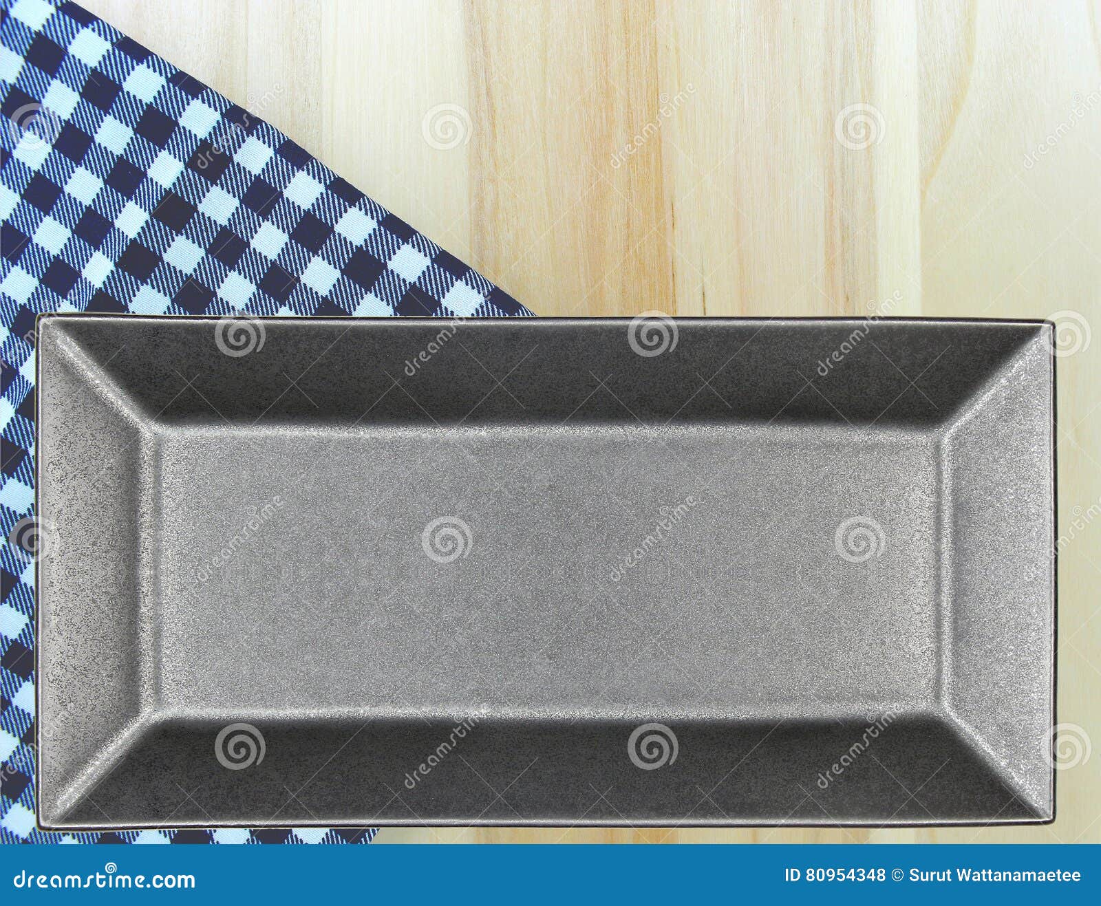 Top View Plate on Checkered Tablecloth Pattern Background Stock Photo ...
