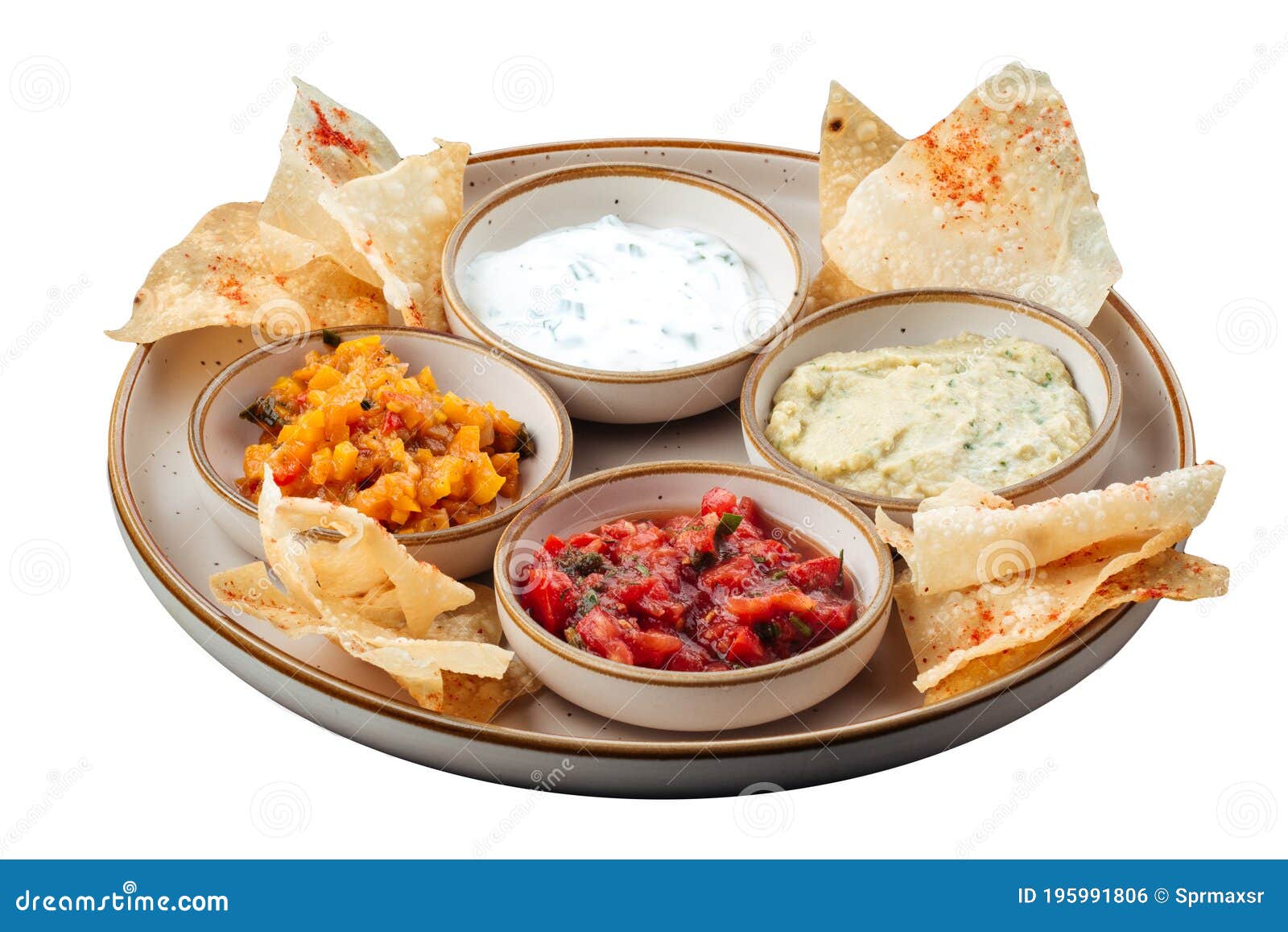 Sauce Toppings and Chips Isolated on White Stock Photo - Image of ...