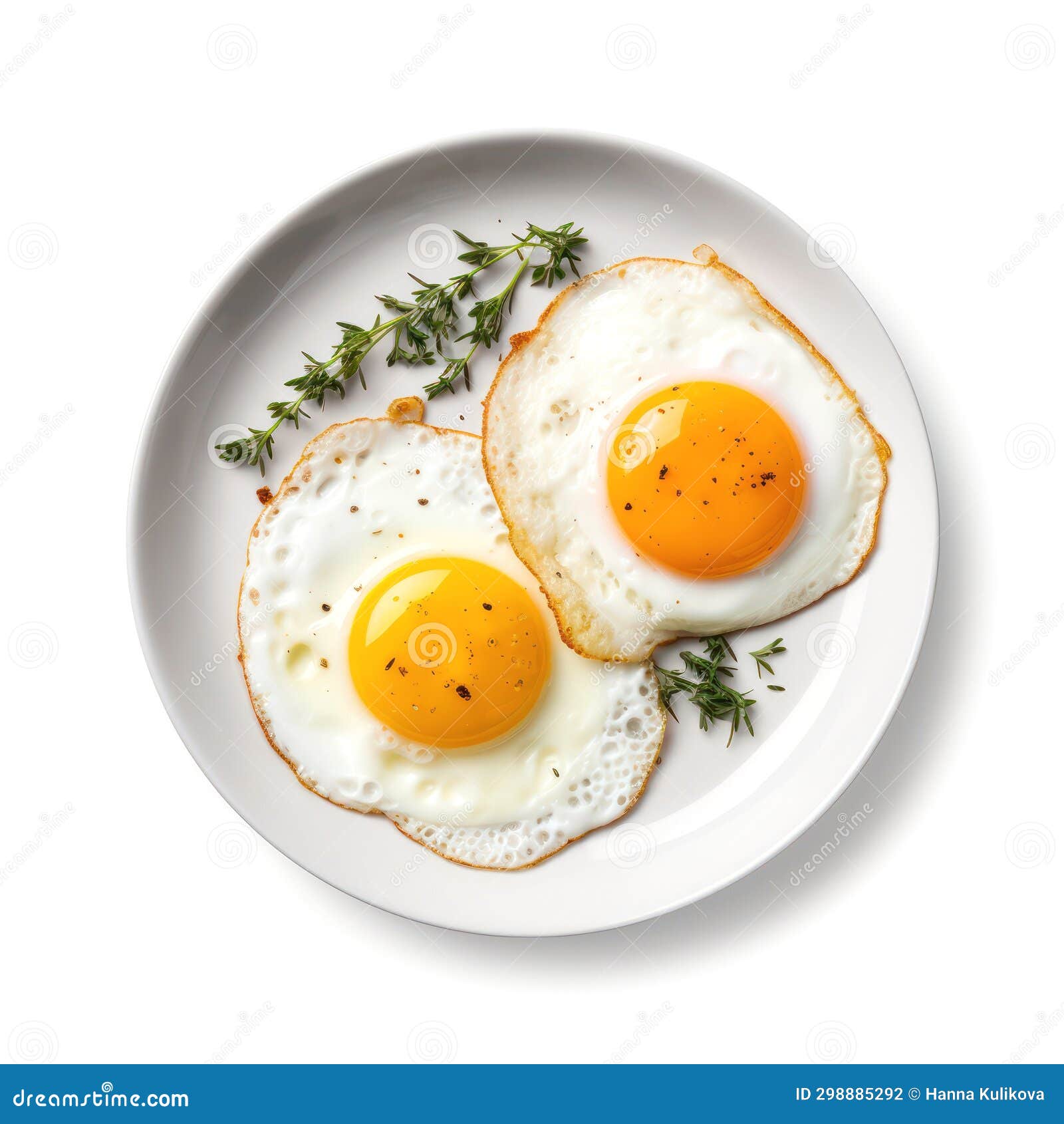 Top View of Plate with Fried Eggs. Stock Illustration - Illustration of ...