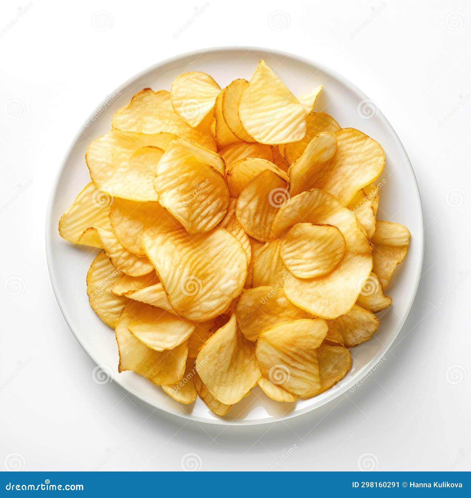 Top View on Plate of Potato Chips. Stock Image - Image of salted, food ...