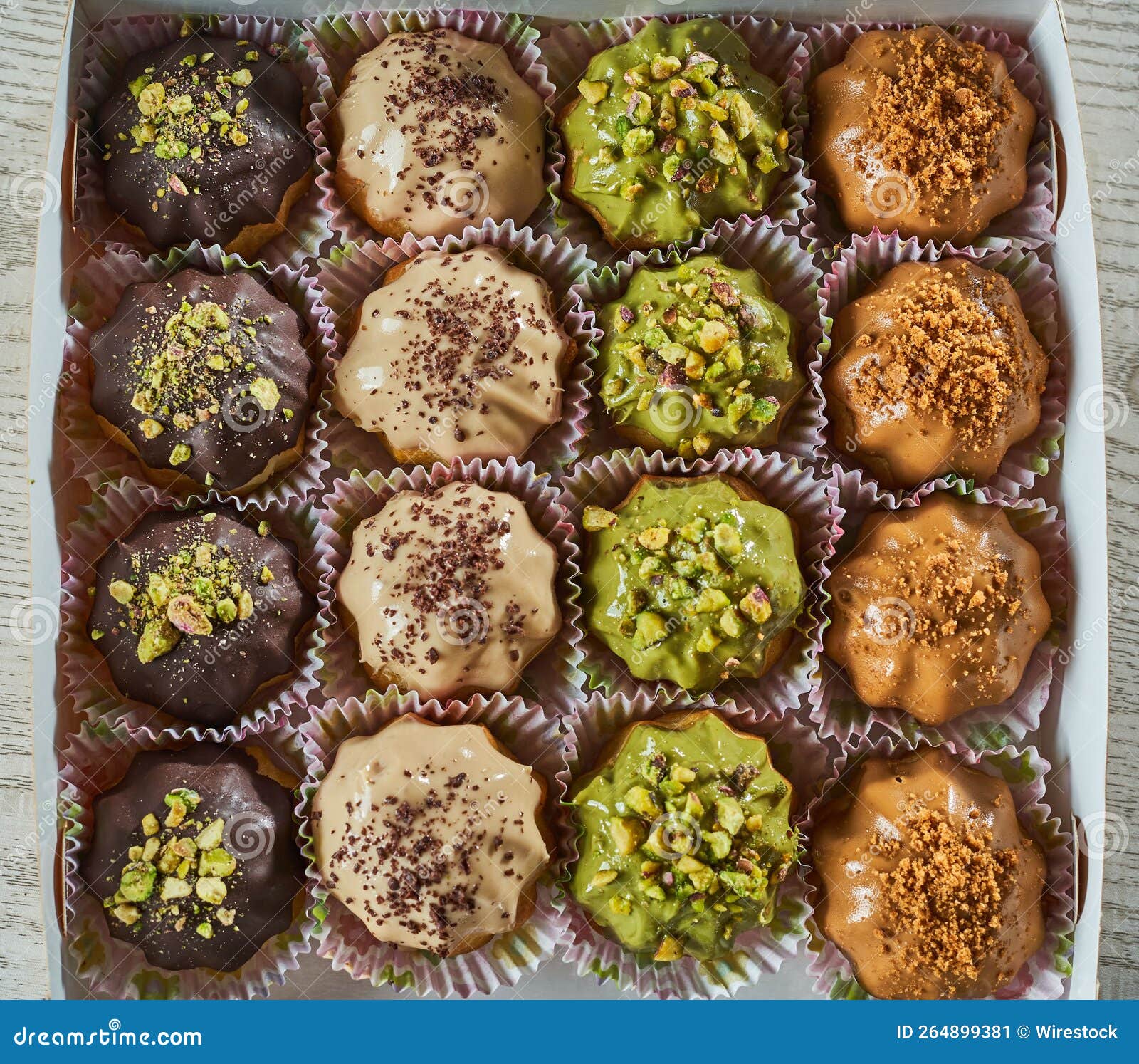 Top View of a Plate of Profiterole with Different Sort of Flavored ...