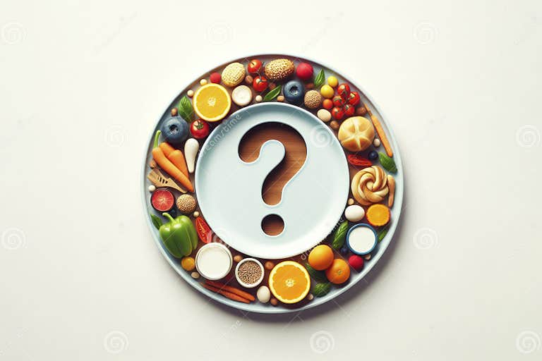 Top View Plate with Question Mark Isolated on Solid White Background ...