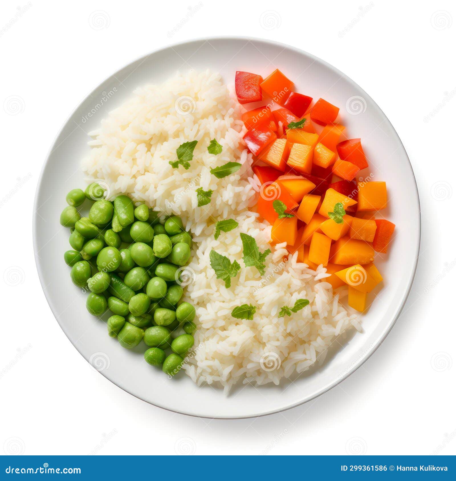 Top View of Plate of Rice with Vegetables. Stock Illustration ...