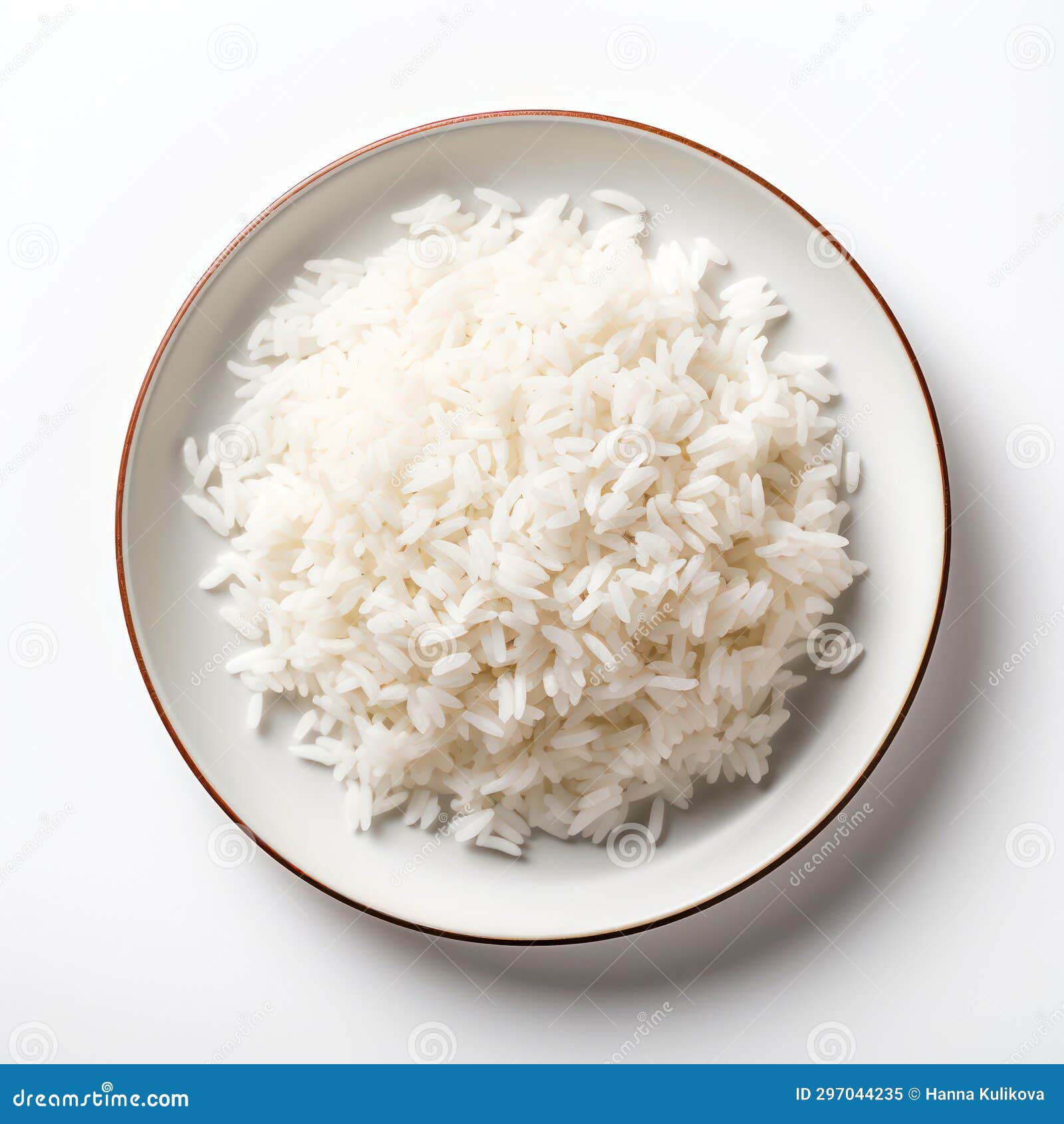 Top View on Plate with Rice. Stock Illustration - Illustration of ...
