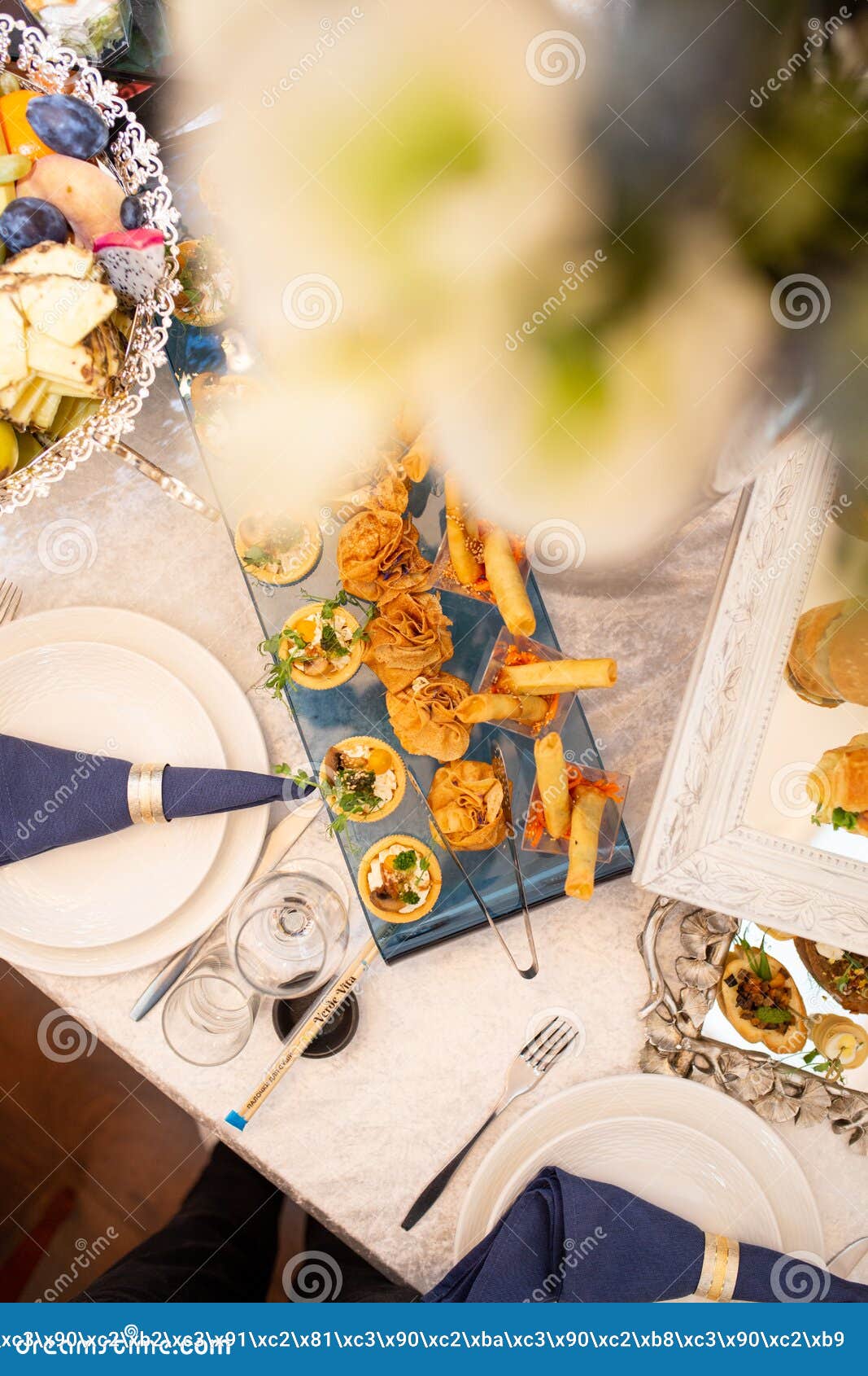 Top View Plate with Snacks and Pancakes on the Buffet Table Stock Image ...