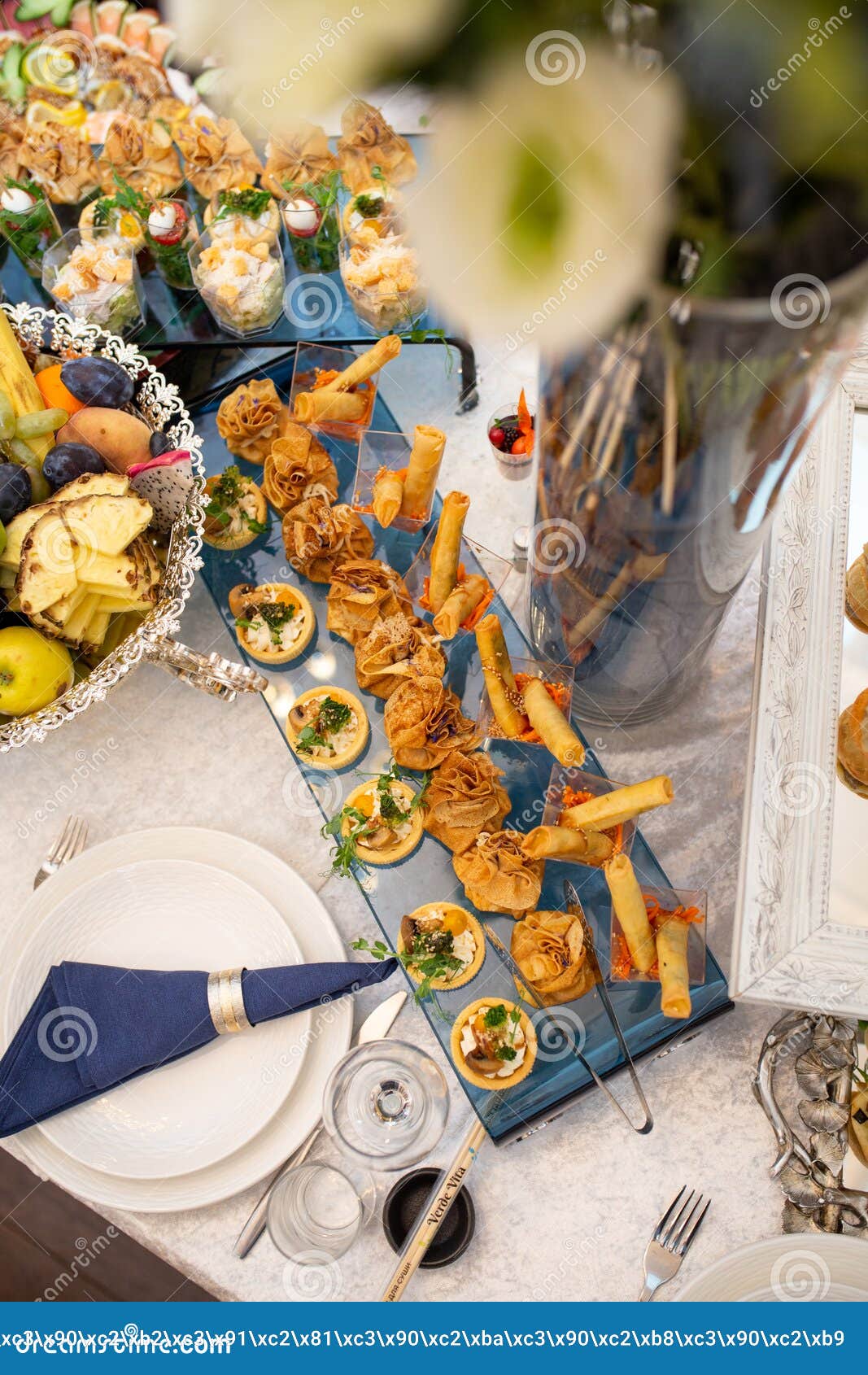 Top View Plate with Snacks and Pancakes on the Buffet Table Stock Photo ...