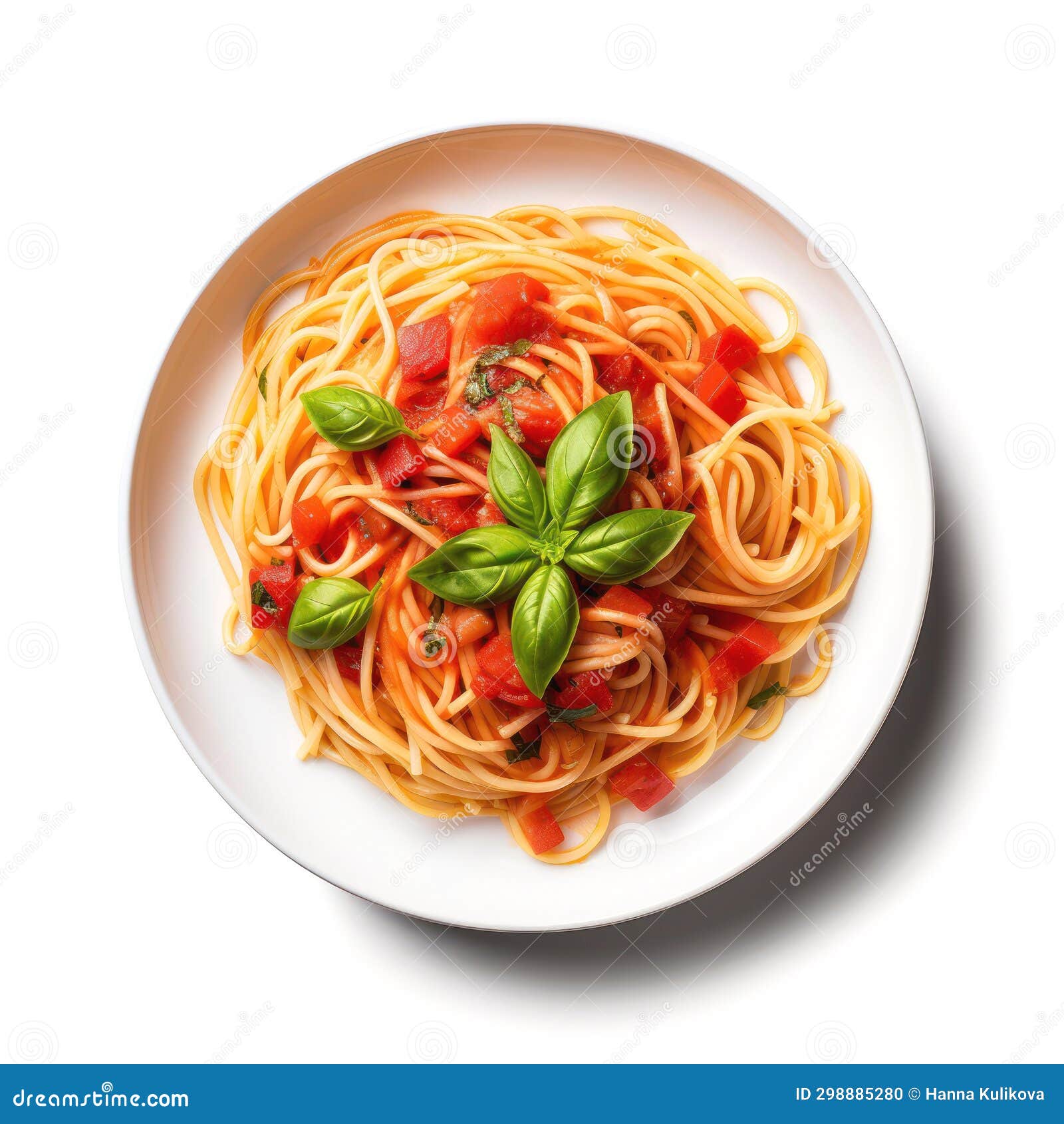 Top View of Plate of Spaghetti with Tomatoes. Stock Illustration ...