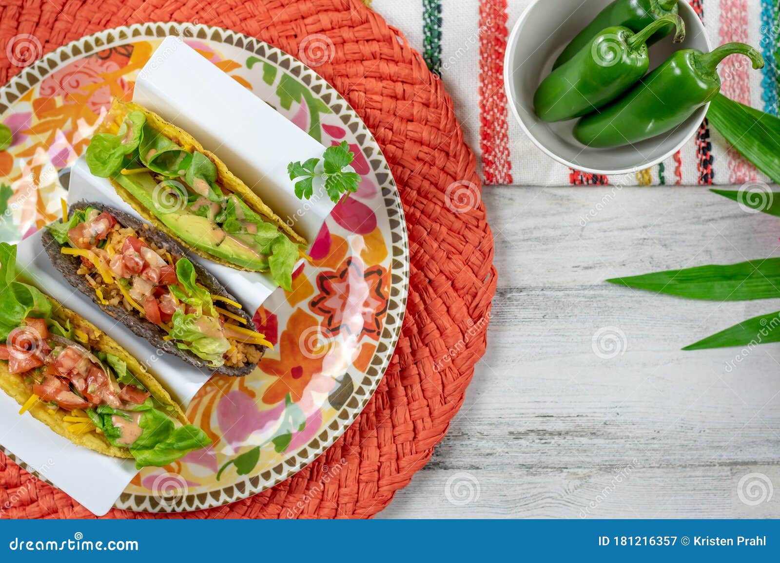 Top View of a Plate of Tacos with Space for Copy Stock Image - Image of ...