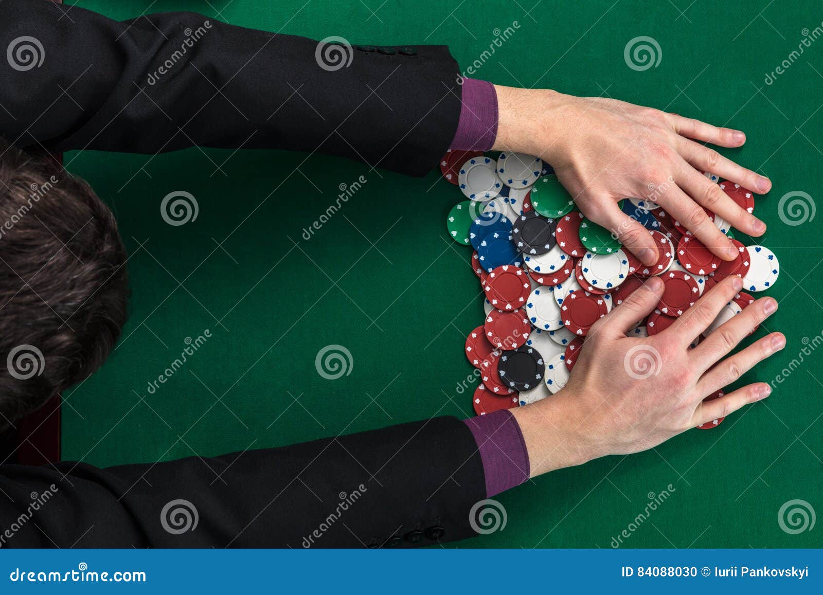 Top View of Poker Player Hands on Gambling Table Stock Photo - Image of ...