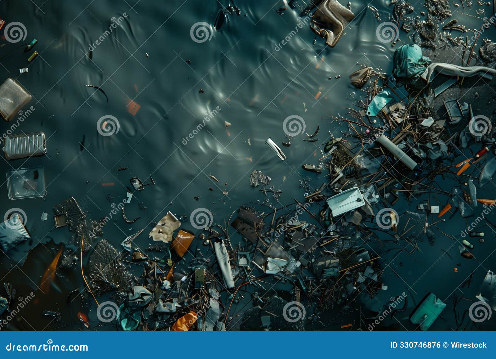 Top View of Polluted Water Filled with Plastic Waste and Debris ...