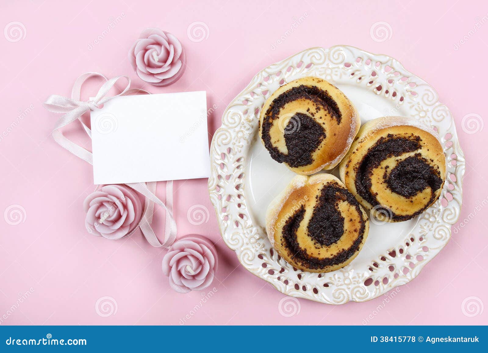 Top View of Poppy Seed Buns and Paper Card Stock Photo - Image of ...