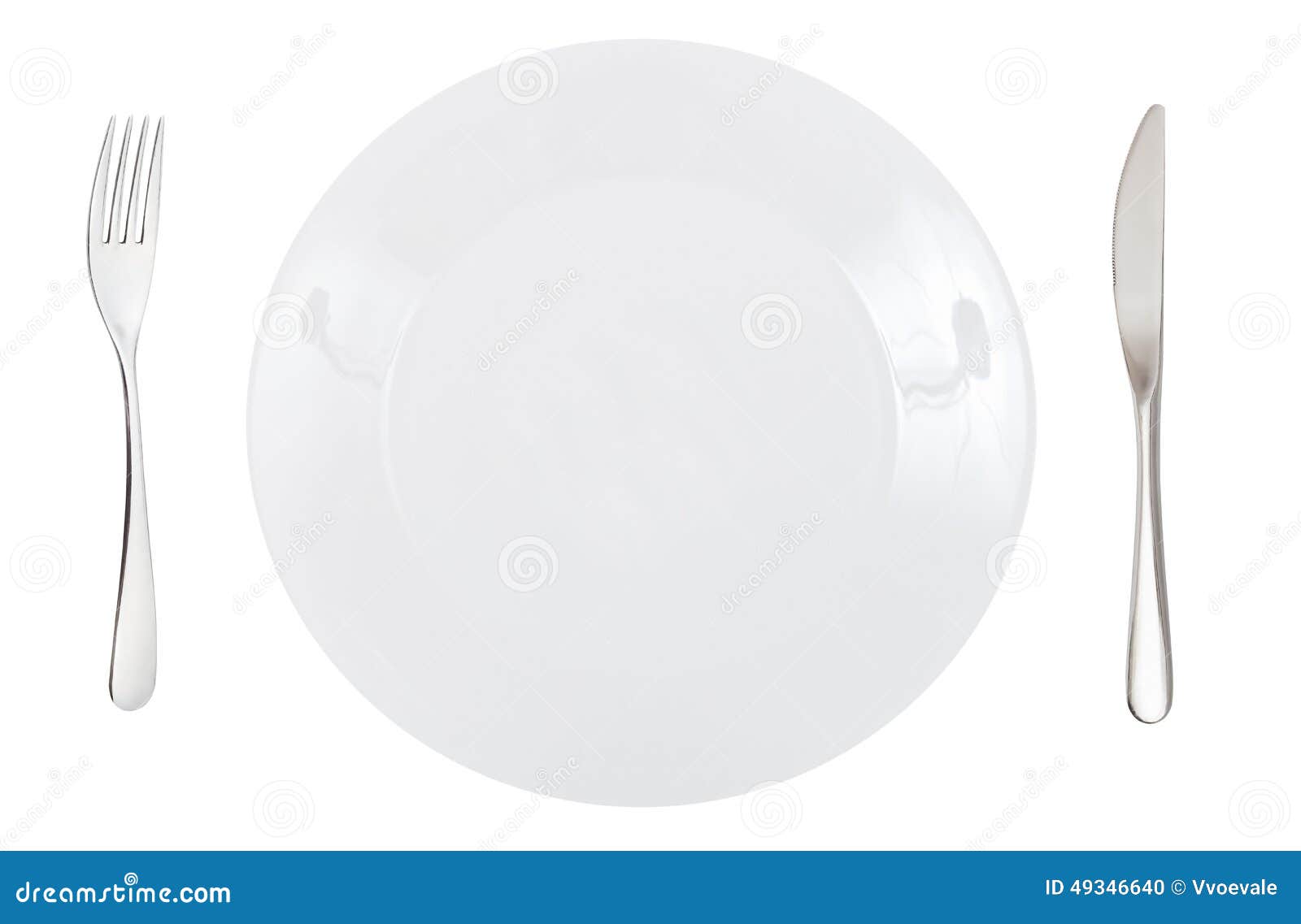 Top View of Porcelain Dinner Plate with Cutlery Stock Photo - Image of ...