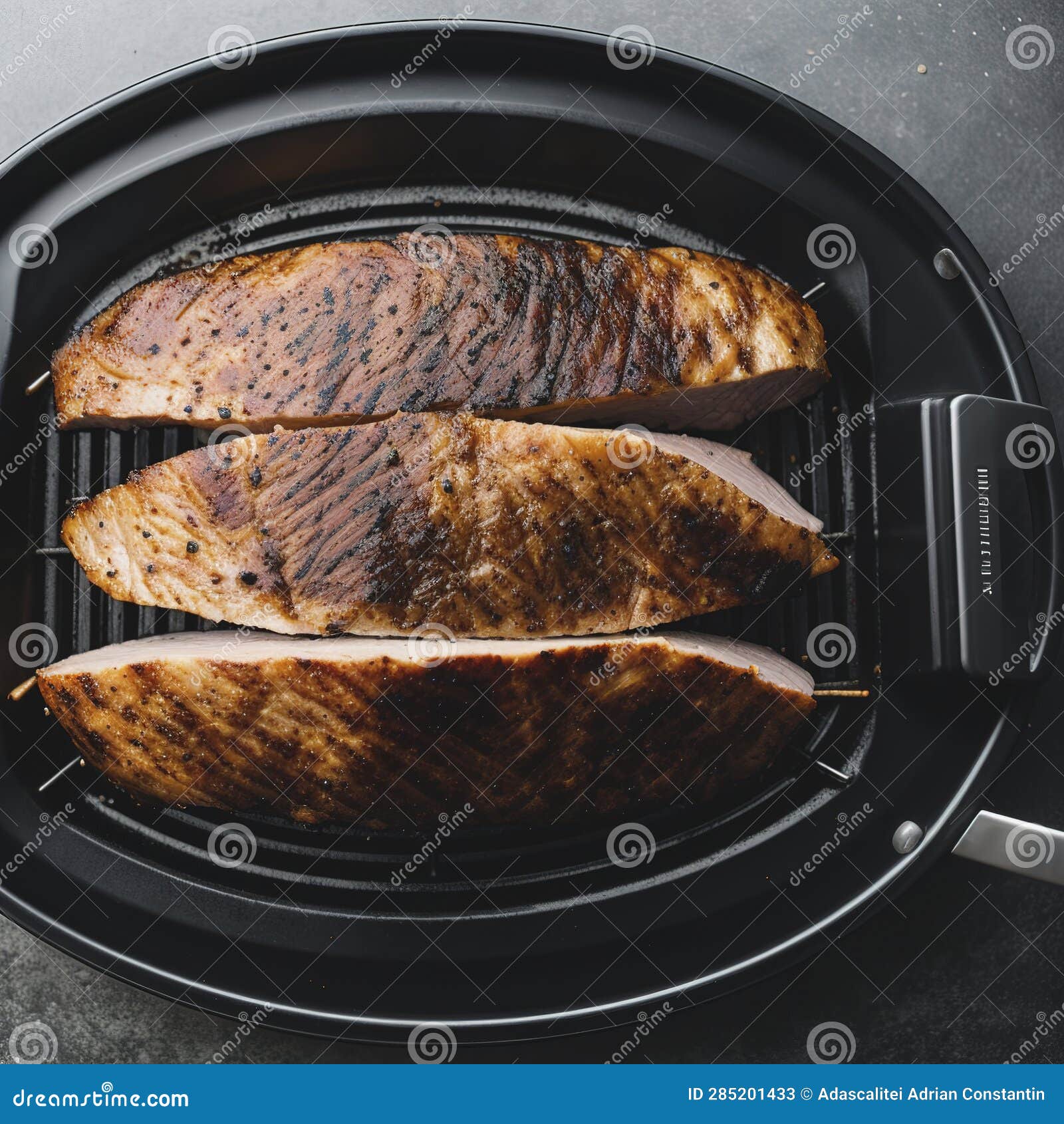 The Top View of the Pork is Grilling on a Charcoal Grill Stock Image ...