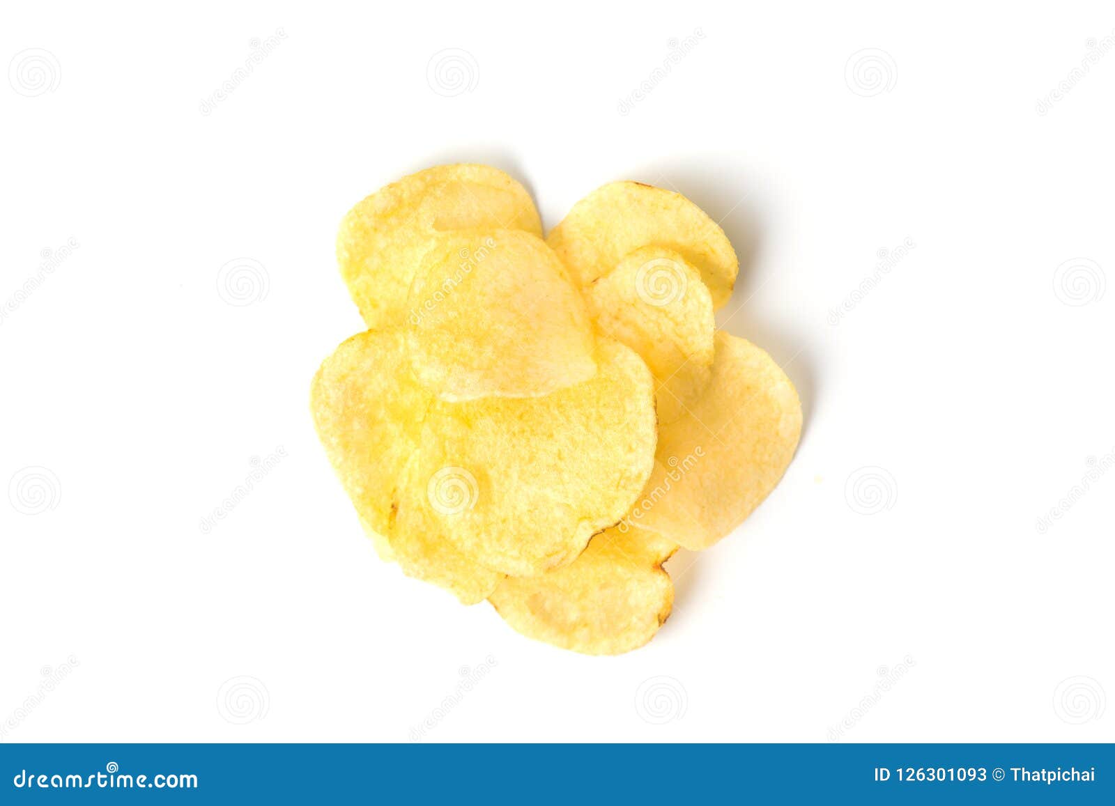 Top View of Potato Chips Isolated on White Background Stock Image ...
