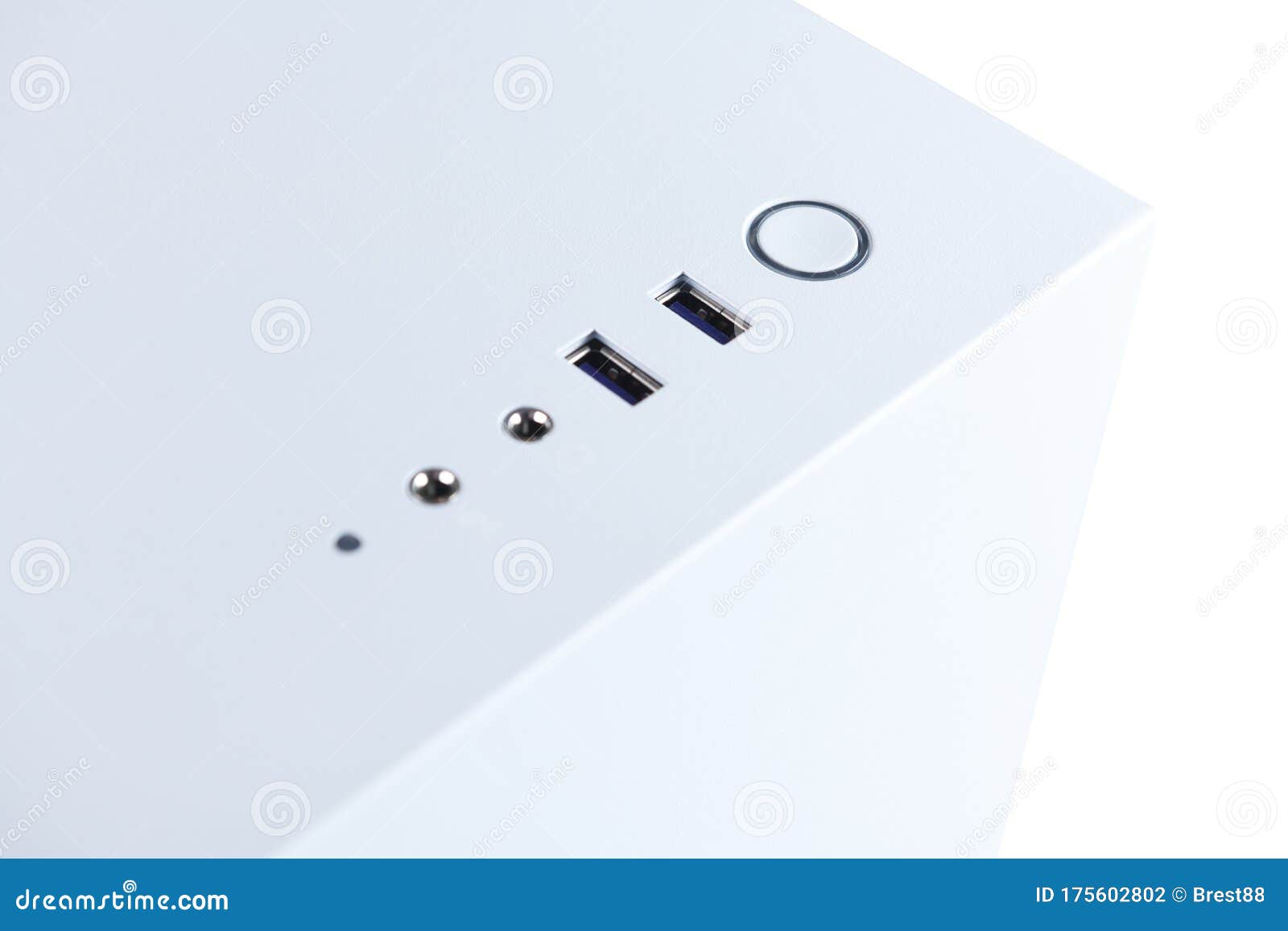 Top View of the Power Button and USB Port of a White System Unit on a ... Top View of the Power Button and USB Port of a White System Unit on a ...