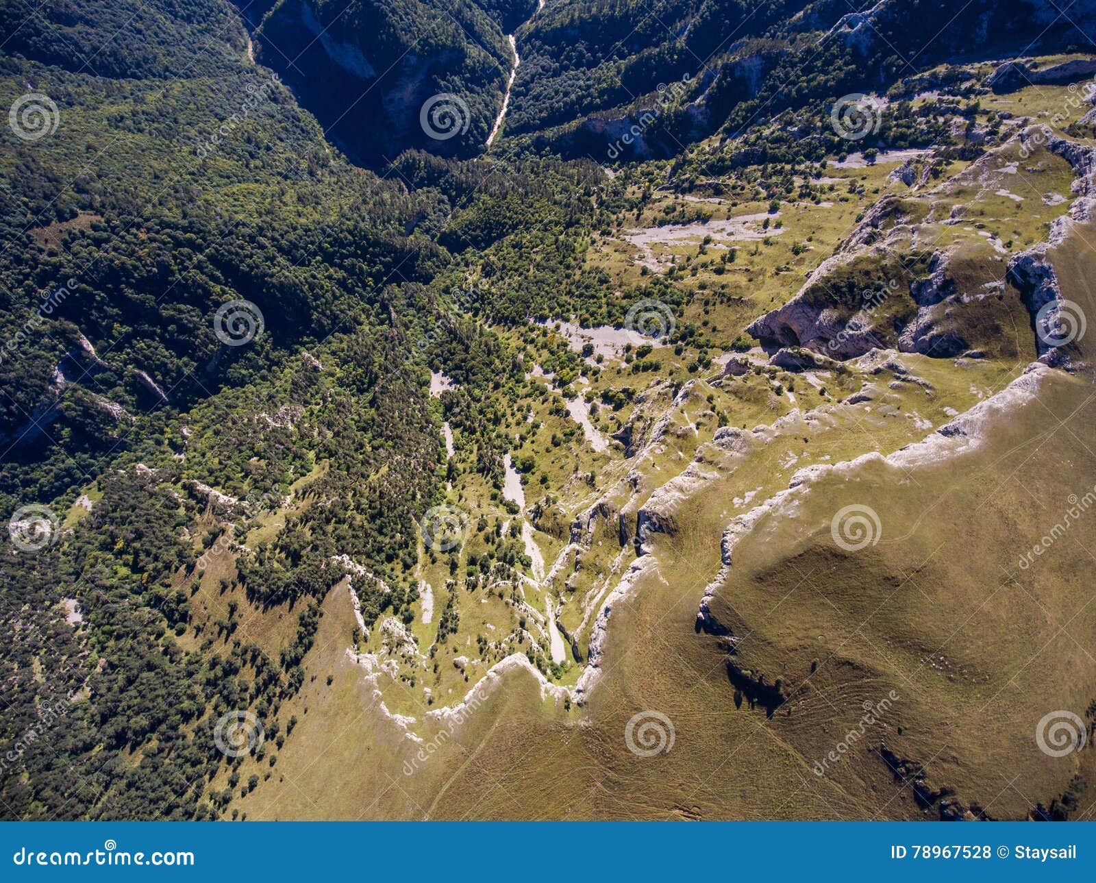 Top View of the Precipice and the River in a Mountain Valley Stock ...