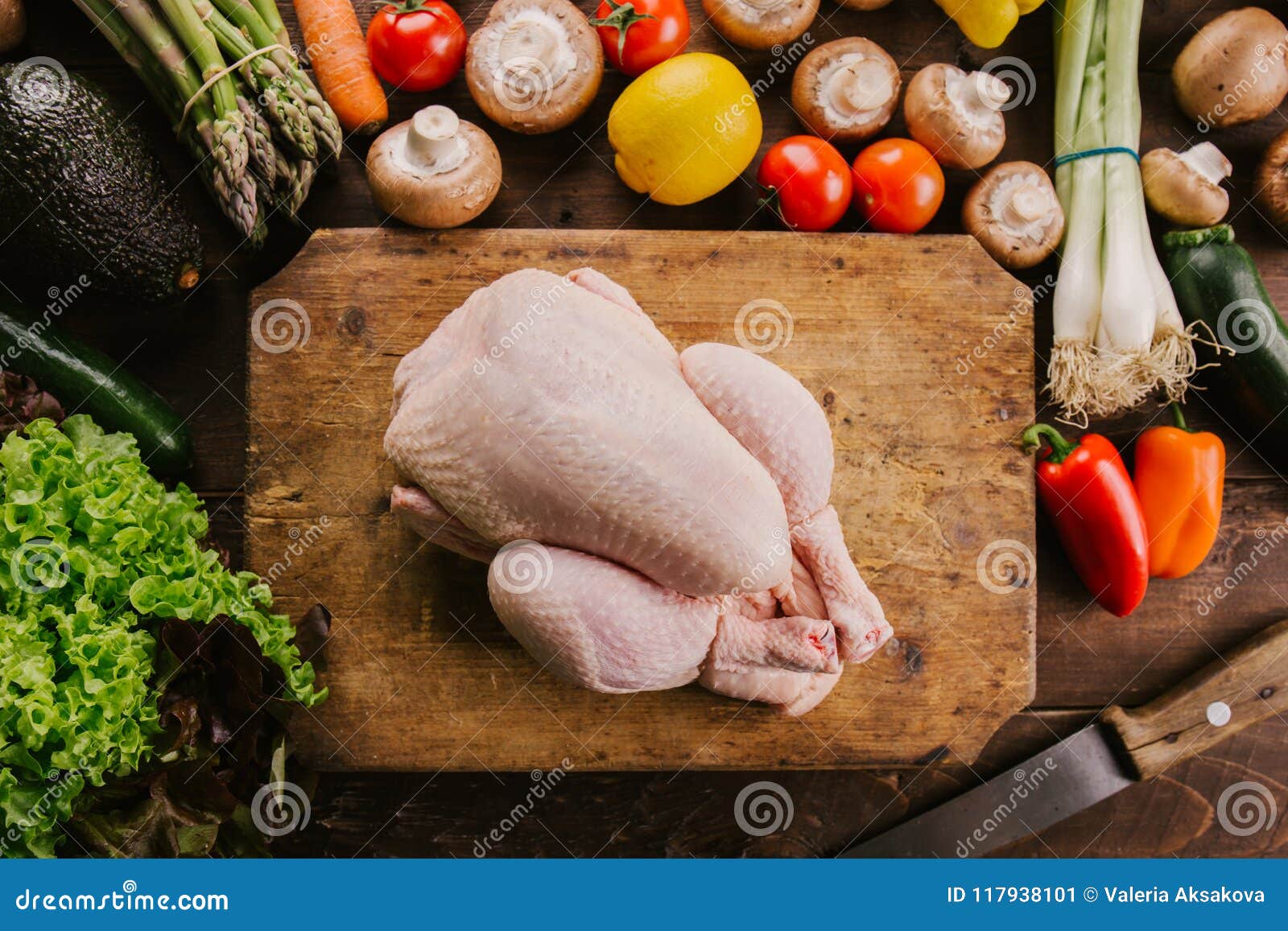 Preparing Cooking Process with Poultry and Season Vegetables Stock ...
