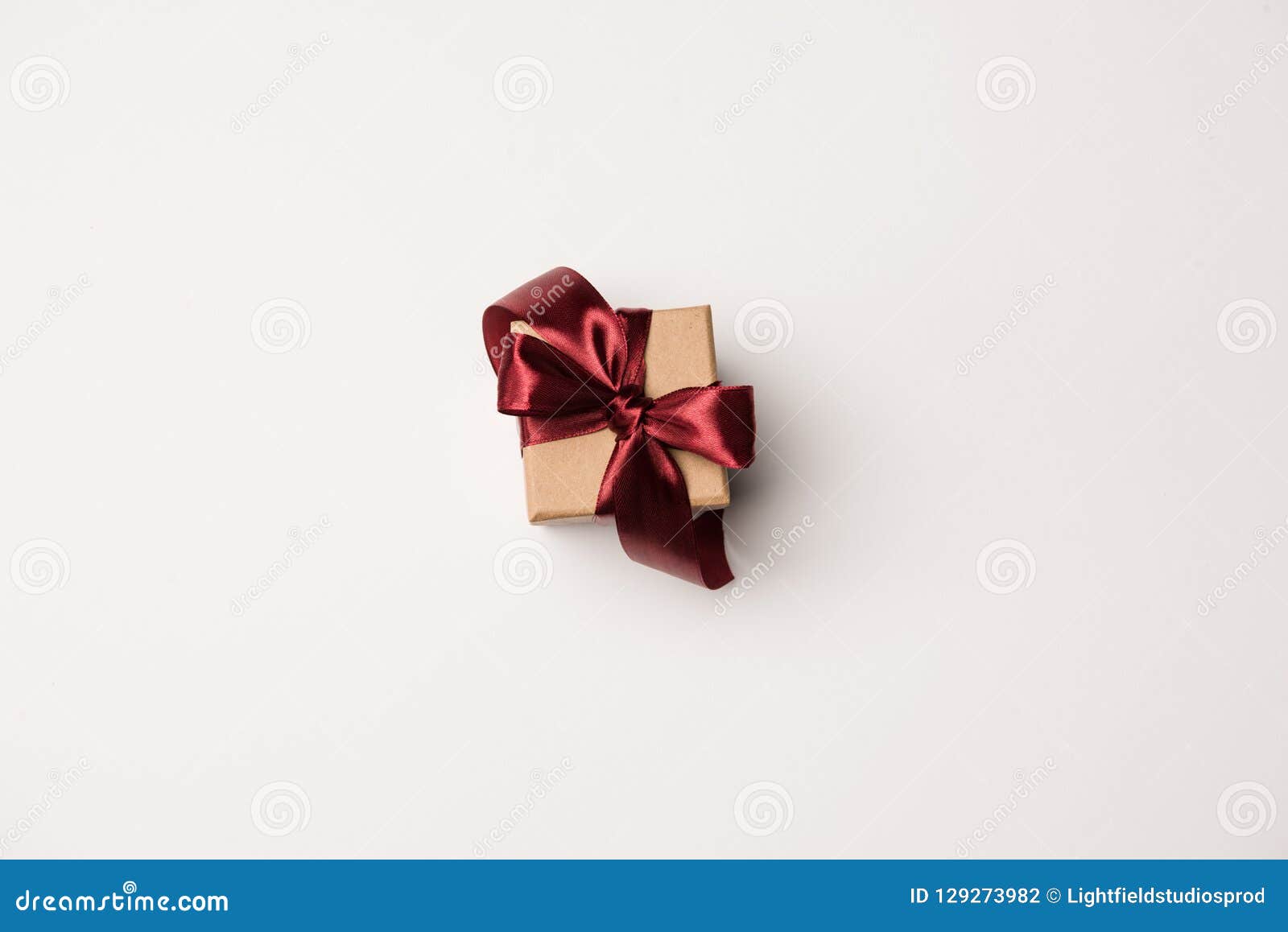 Top View of Present with Red Ribbon Stock Photo - Image of surprise ...