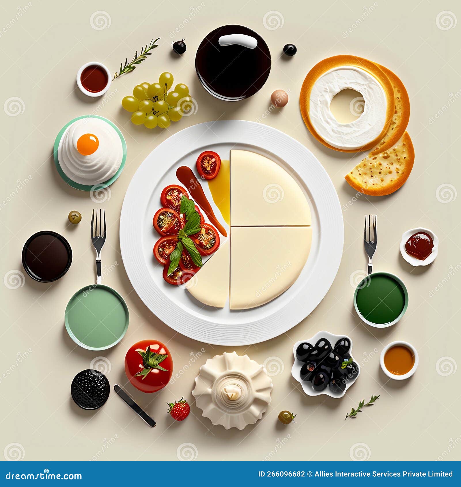 Top View of Presented Breakfast Platter in 3D Stock Illustration ...