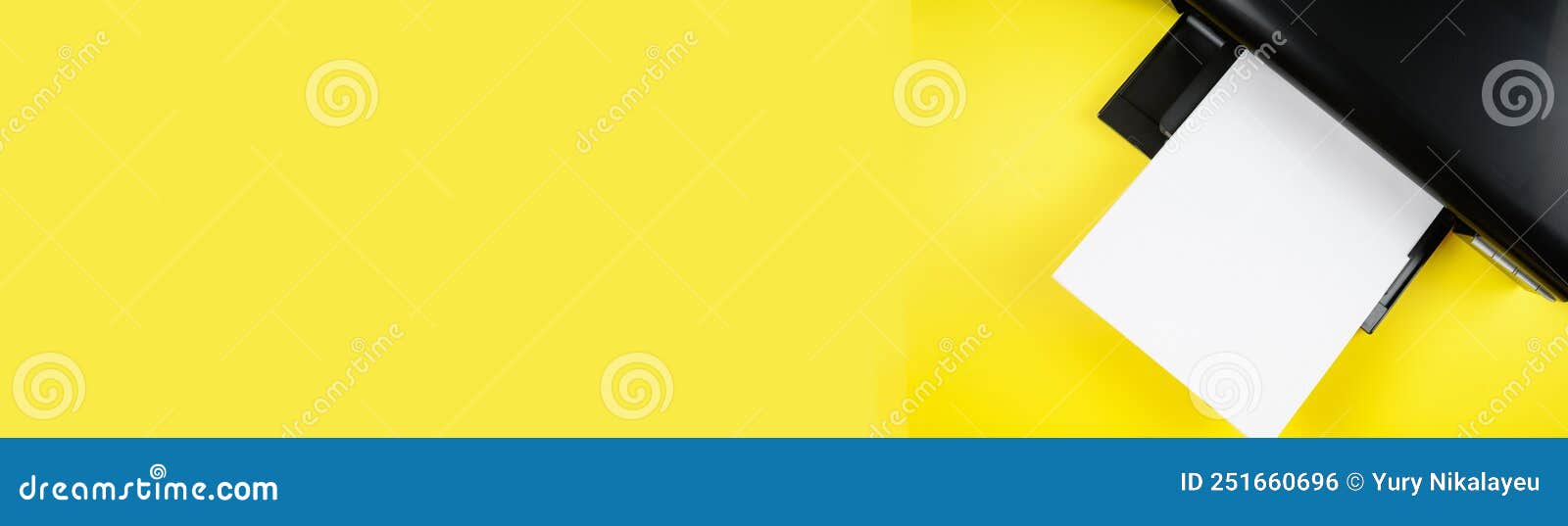 Top View of the Printer and a Blank Sheet of A4 Paper on a Yellow ...