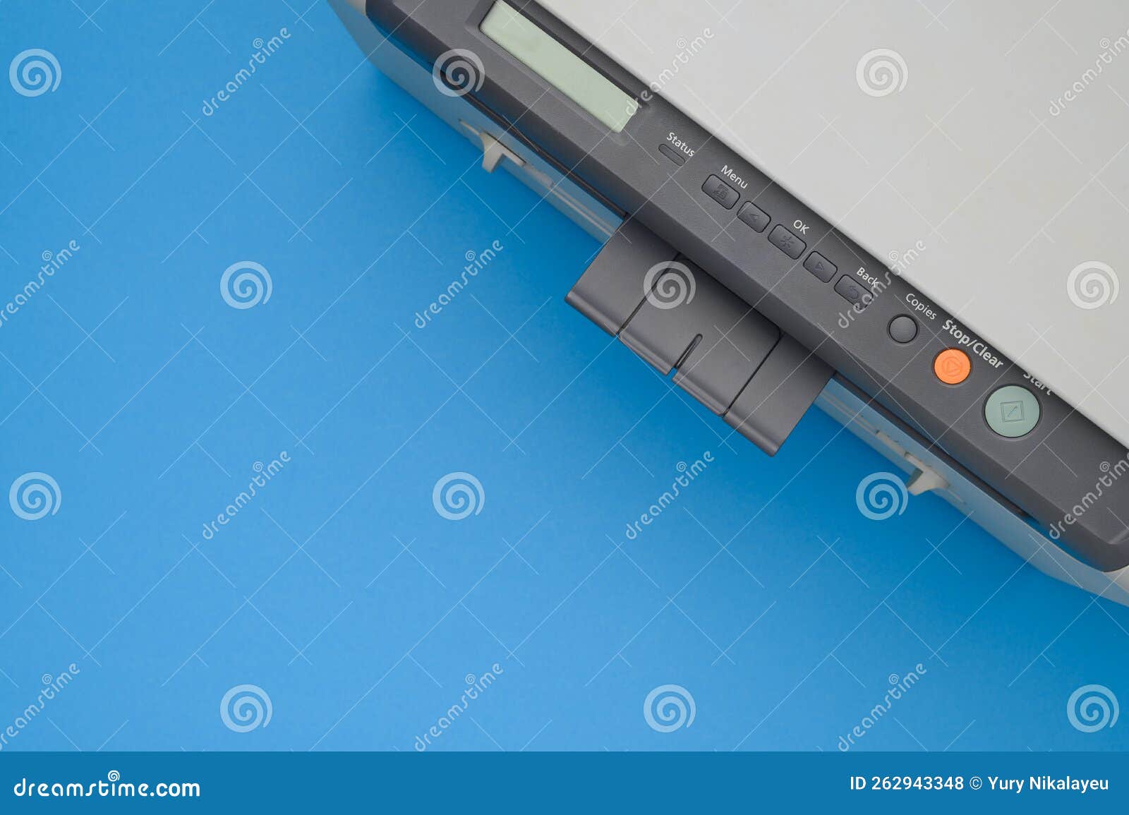 Top View of the Printer on a Blue Background. Multifunction Printer ...