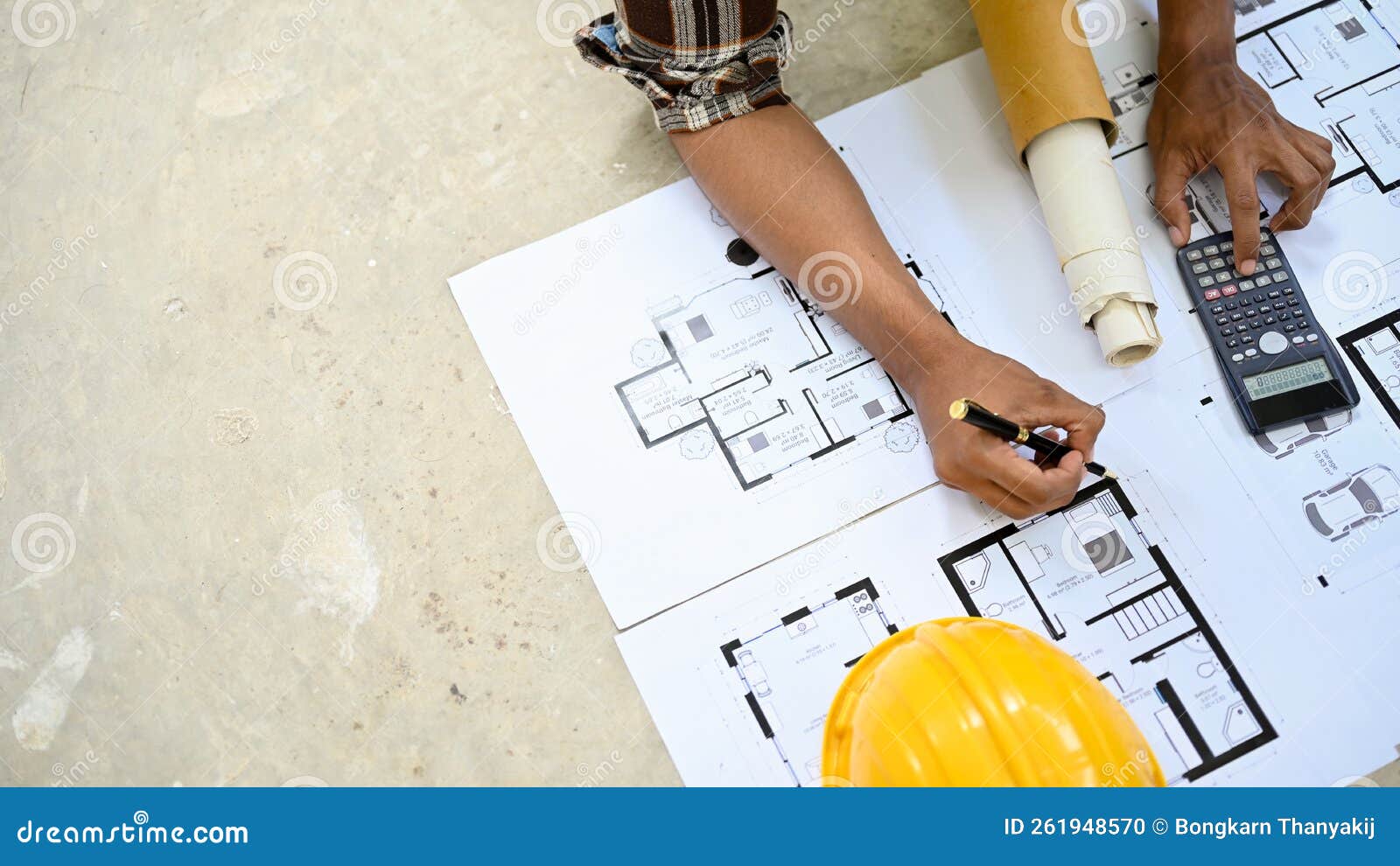 Top View, Professional Asian Male Engineer or Architect Working and ...