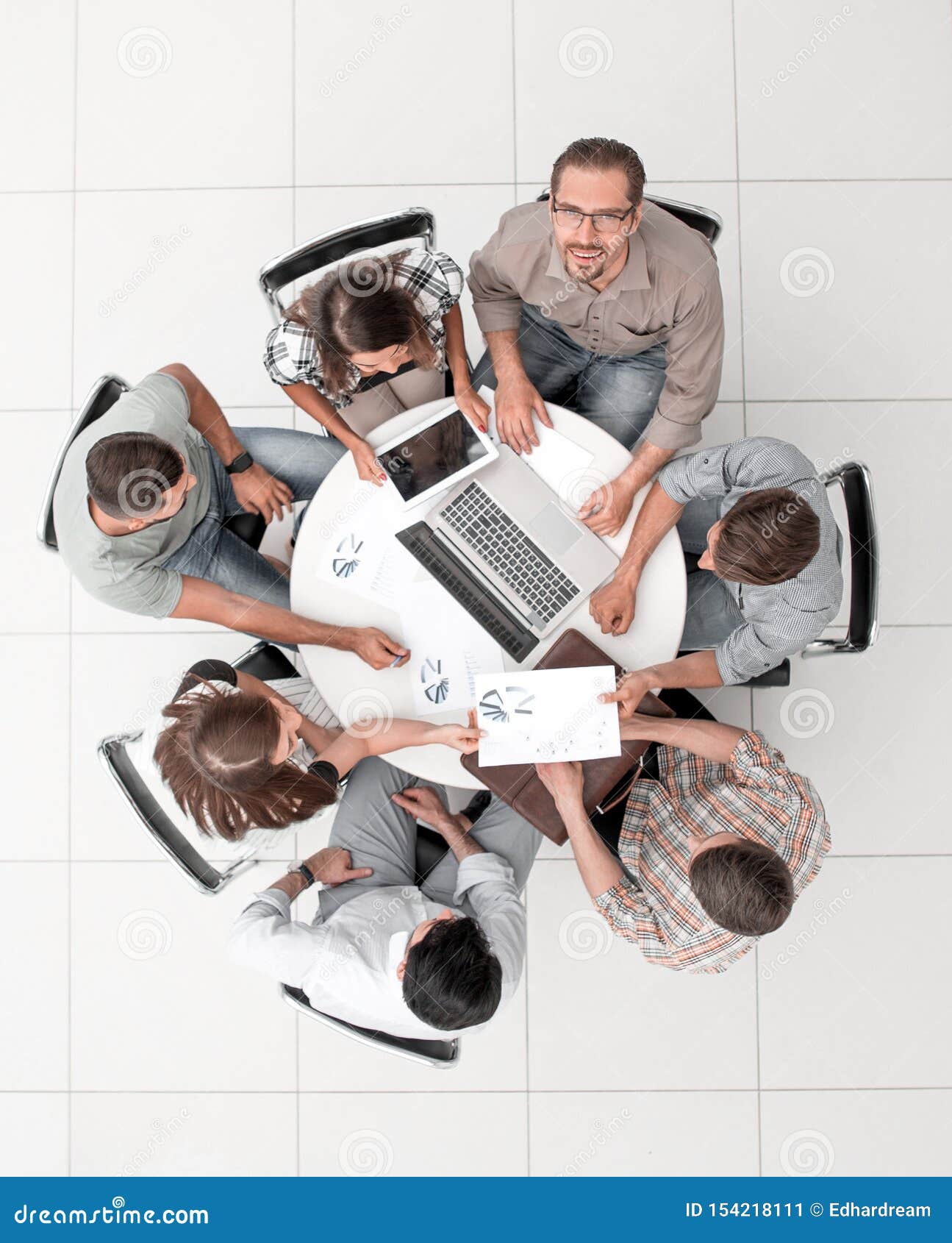 Top View.professional Business Team Sitting at the Round Table Stock ...