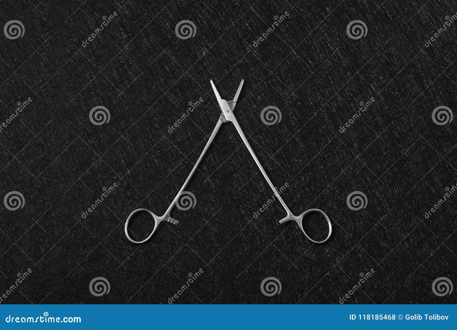 Top View of Professional Dental Scissors on Dark. Stock Photo - Image ...